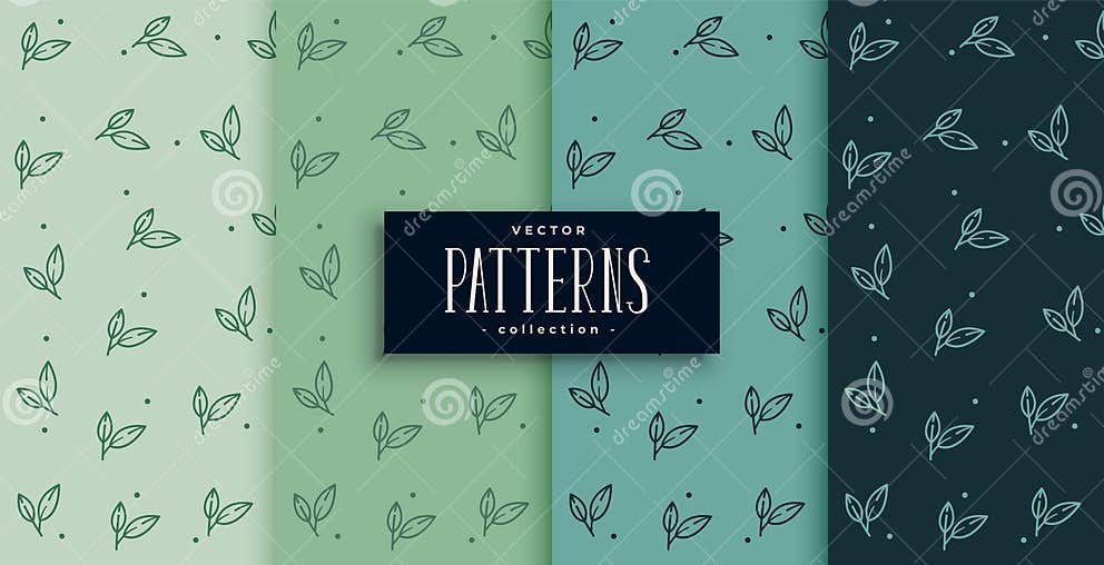 Set of Creative Small Leaves Pattern in Four Colors Vector Stock Vector ...