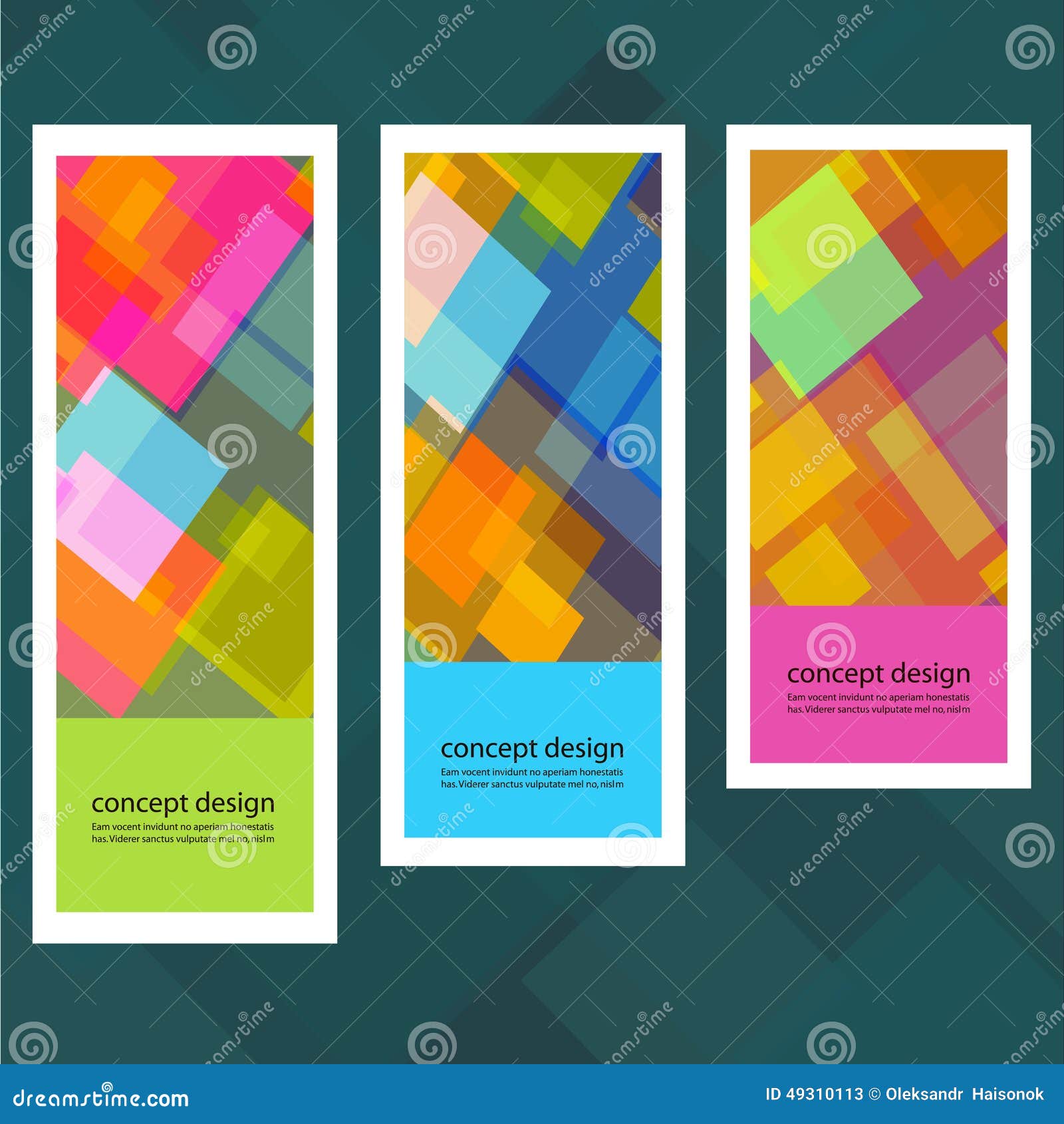 Set of Creative Stickers with Colored Squares Stock Vector ...