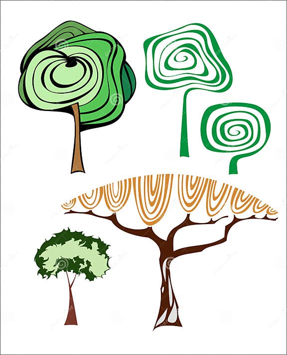 Set of creative trees stock vector. Illustration of object - 13601267