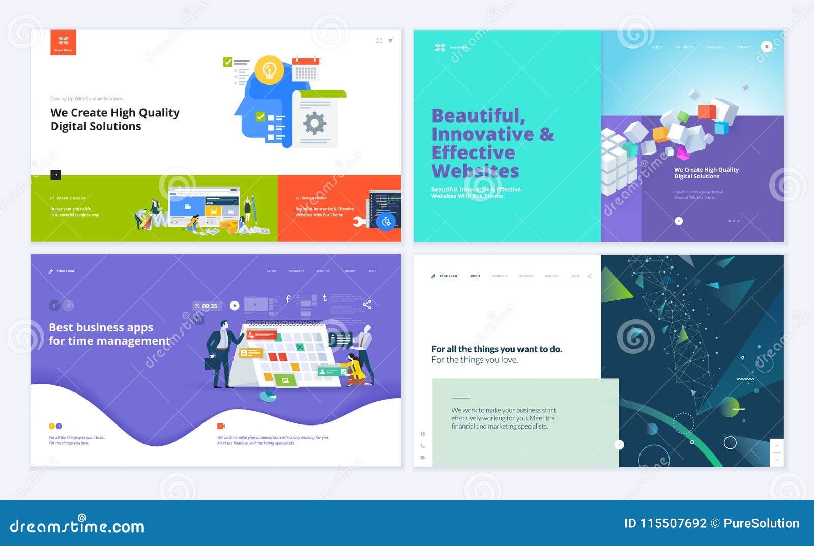 Set of Creative Website Template Designs Stock Vector - Illustration of ...