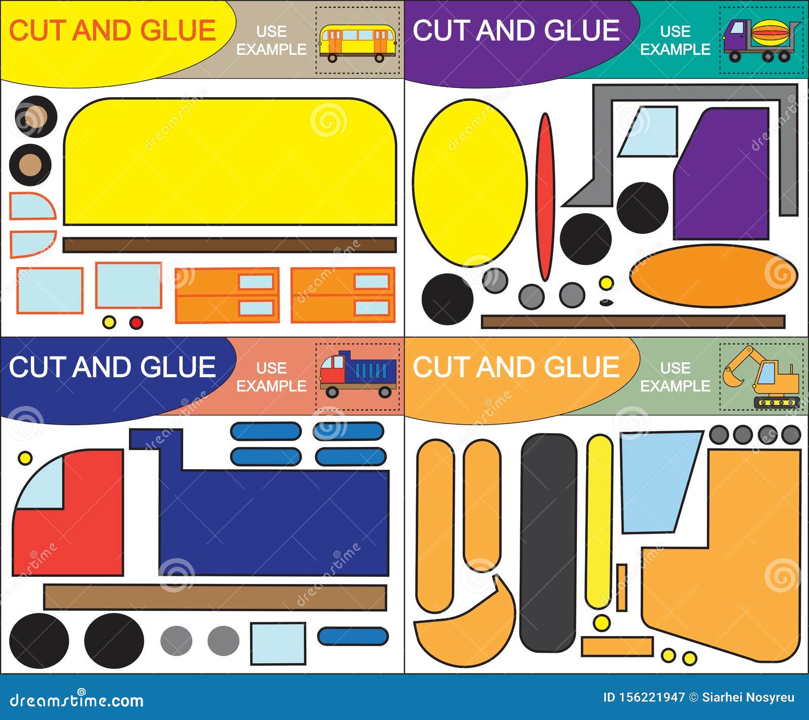 Set of Creativity Game for Children. Create Images of Transport Using ...