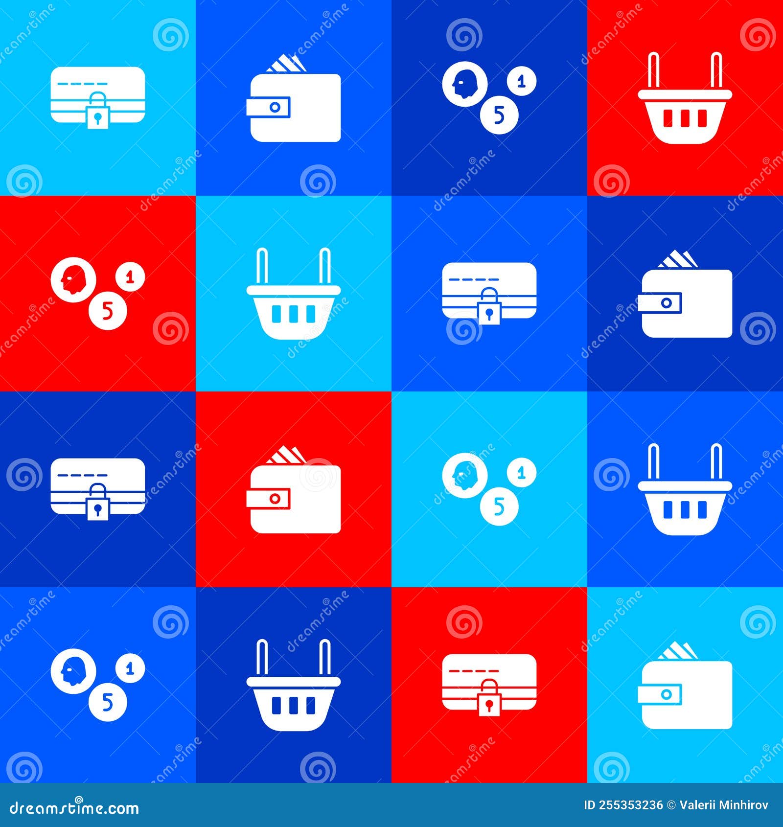 Set Credit Card with Lock, Wallet Paper Money Cash, Coin and Shopping ... Set Credit Card with Lock, Wallet Paper Money Cash, Coin and Shopping ...