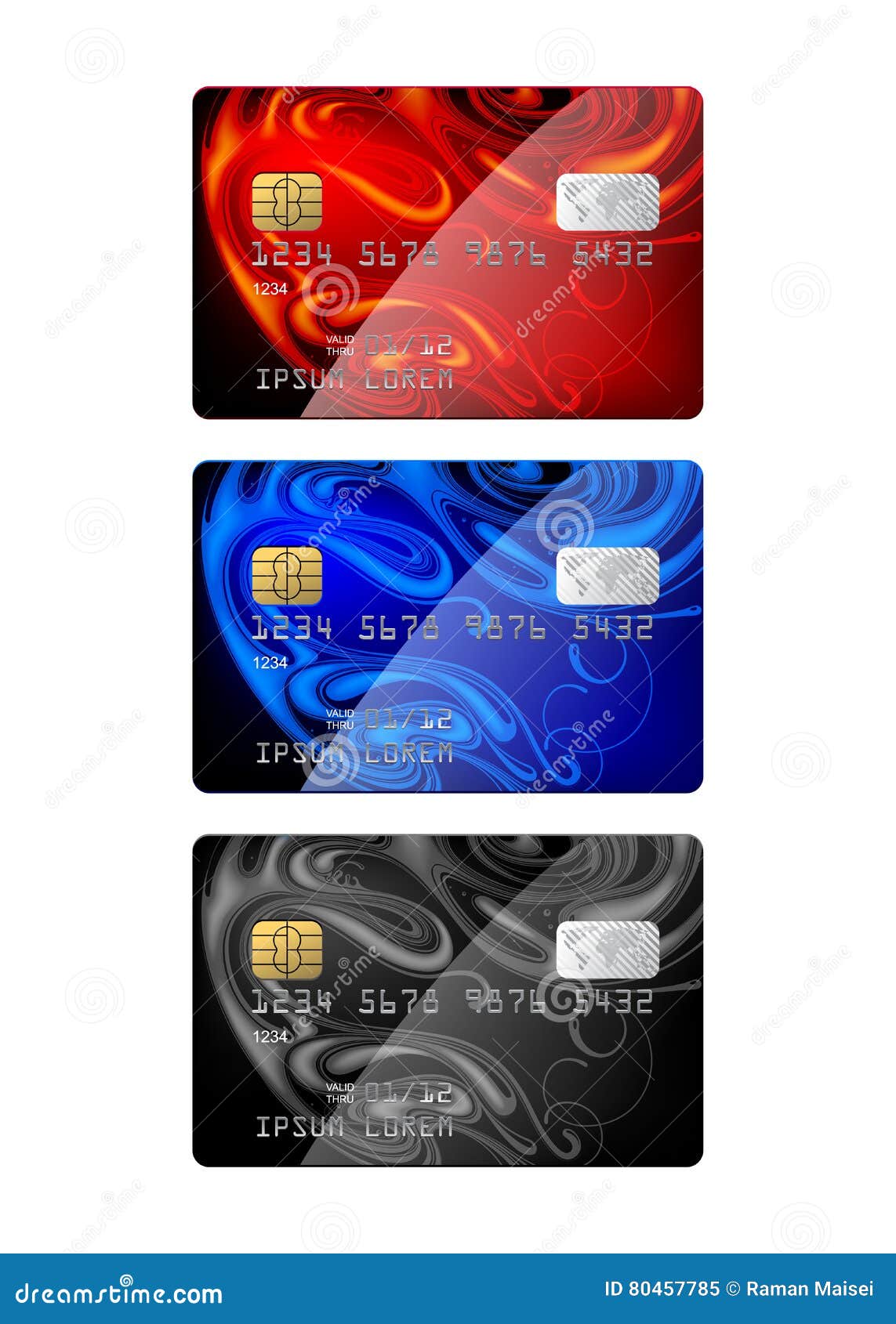 Set of Credit Cards in Different Color Stock Vector - Illustration of ...