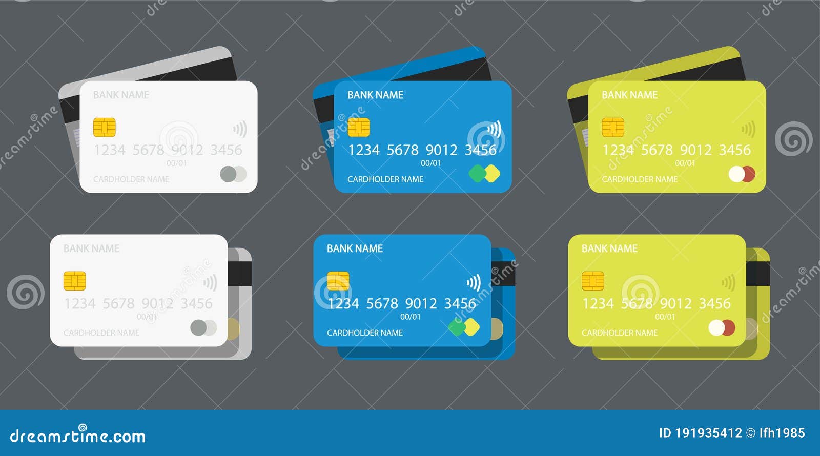Set Credit Cards Various Colors on Grey Editorial Photography ...