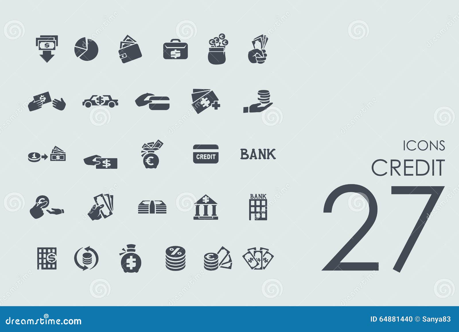 Set of credit icons stock vector. Illustration of group - 64881440