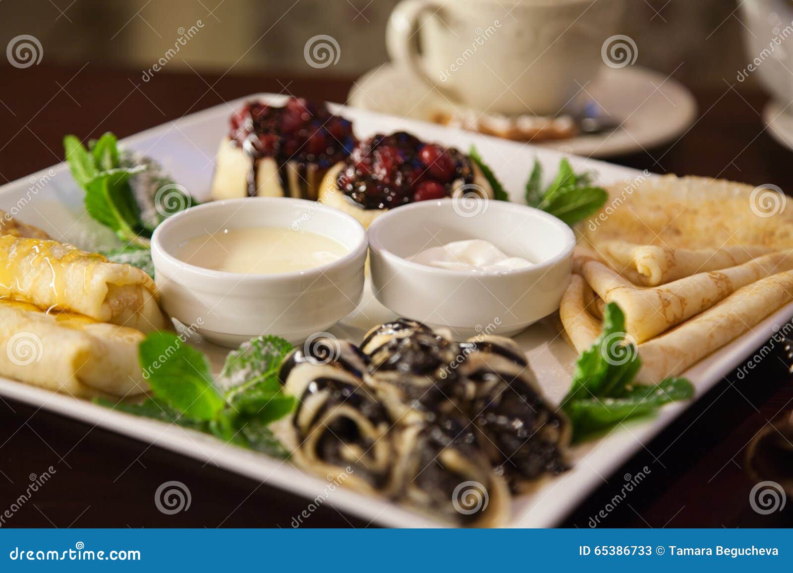 Set of Crepes with Stuffing Stock Image - Image of plate, cuisine: 65386733
