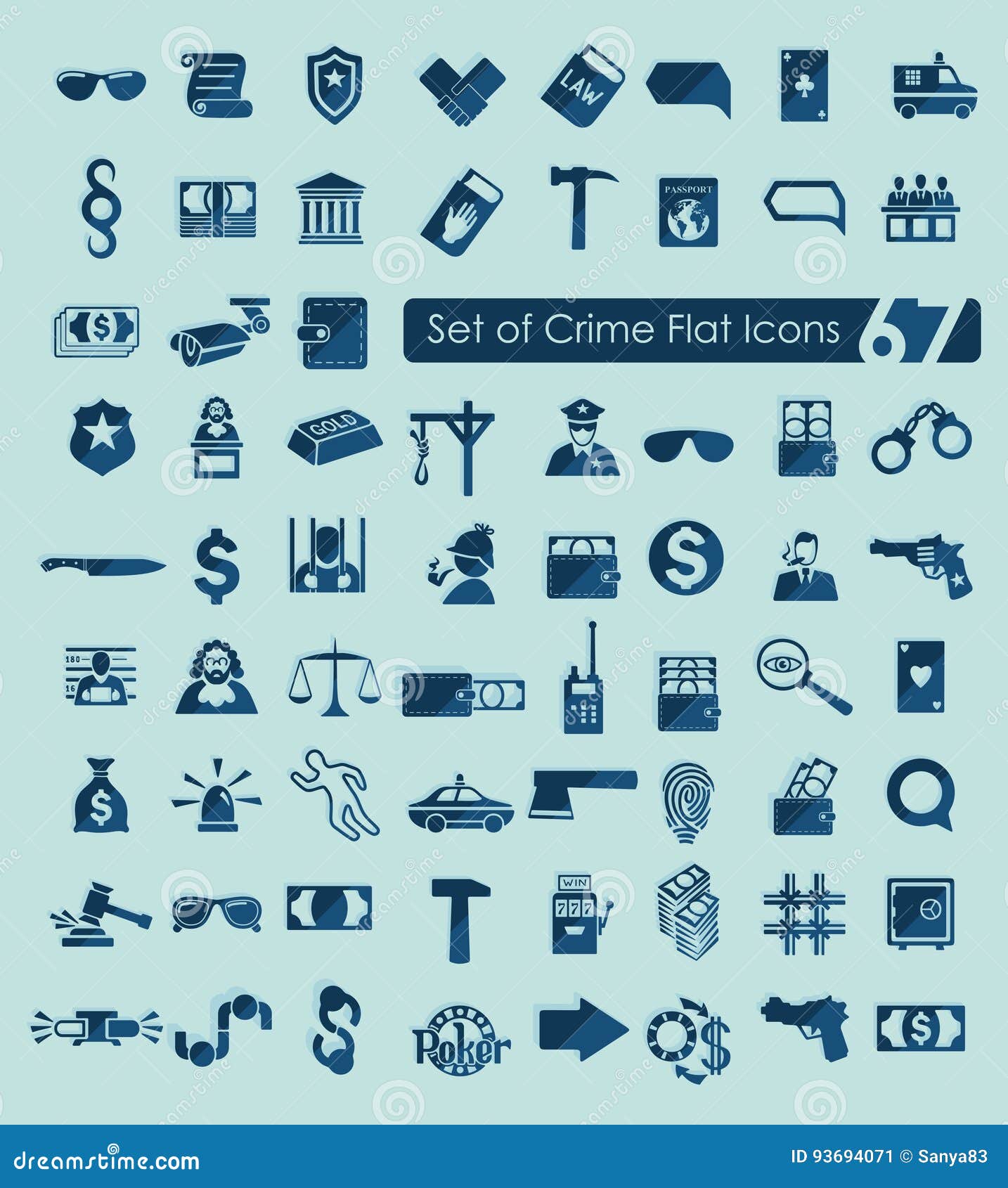Set of crime icons stock vector. Illustration of exposition - 93694071