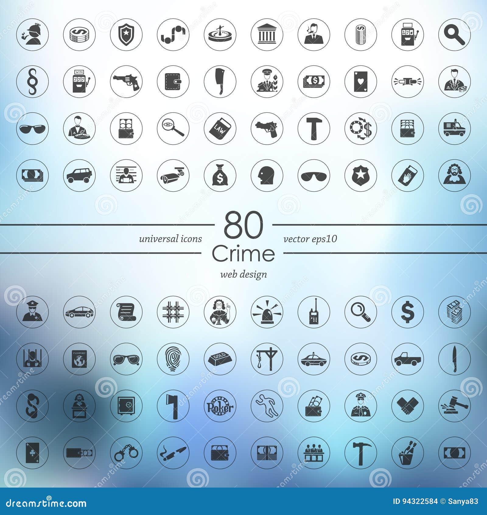 Set of crime icons stock vector. Illustration of defocused - 94322584