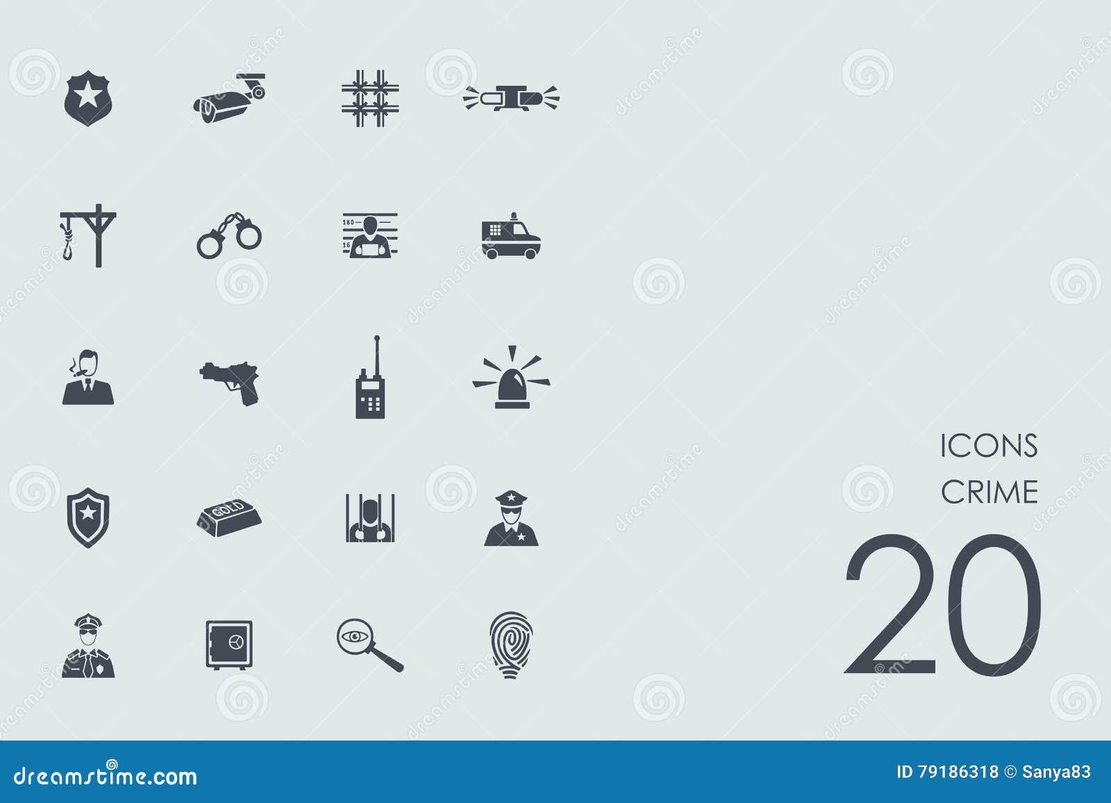 Set of crime icons stock vector. Illustration of graphic - 79186318