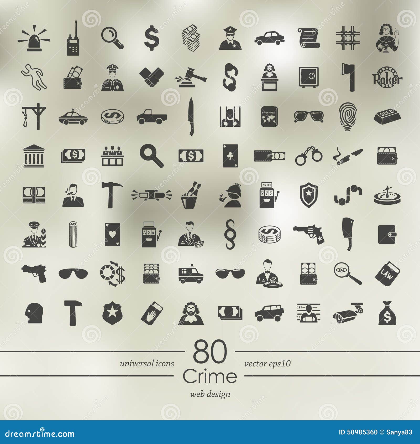 Set of crime icons stock vector. Illustration of criminal - 50985360
