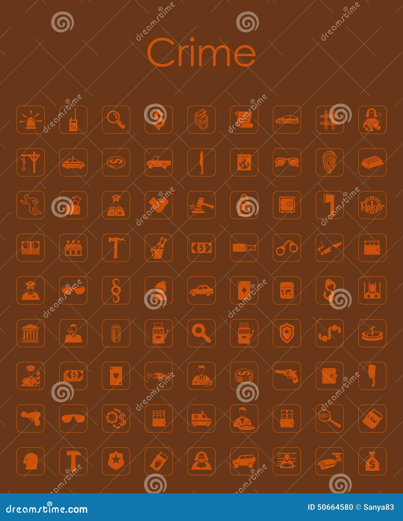 Set of crime simple icons stock vector. Illustration of group - 50664580