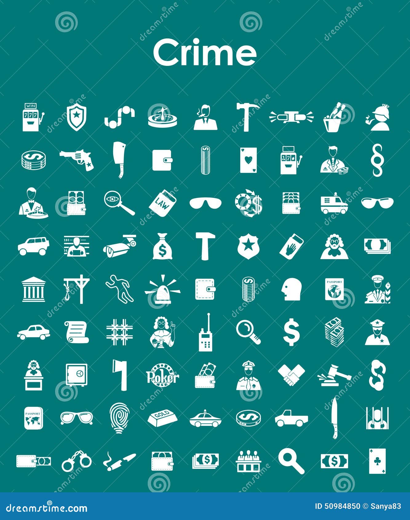 Set of crime simple icons stock vector. Illustration of collection ...