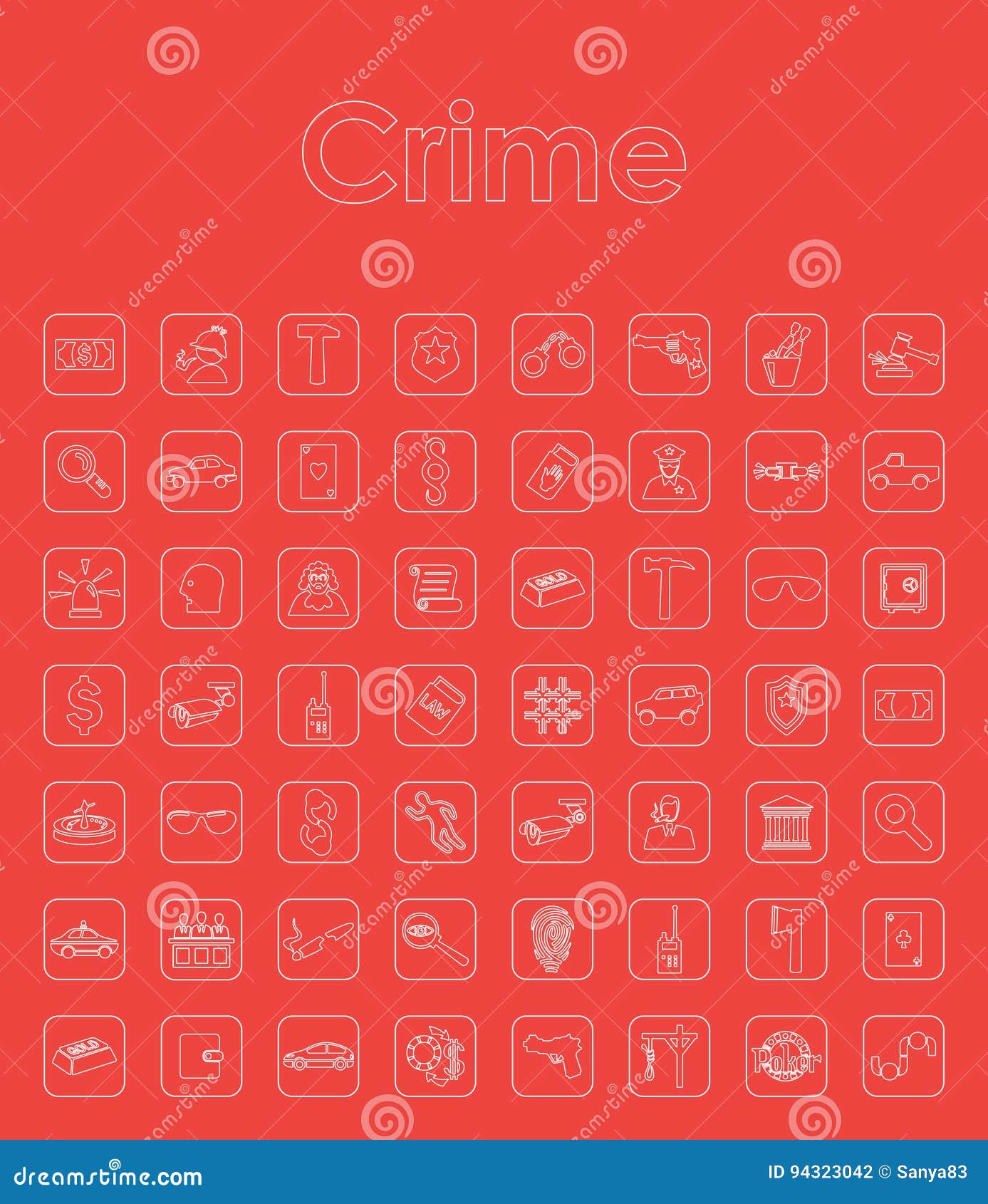 Set of crime simple icons stock vector. Illustration of freedom - 94323042
