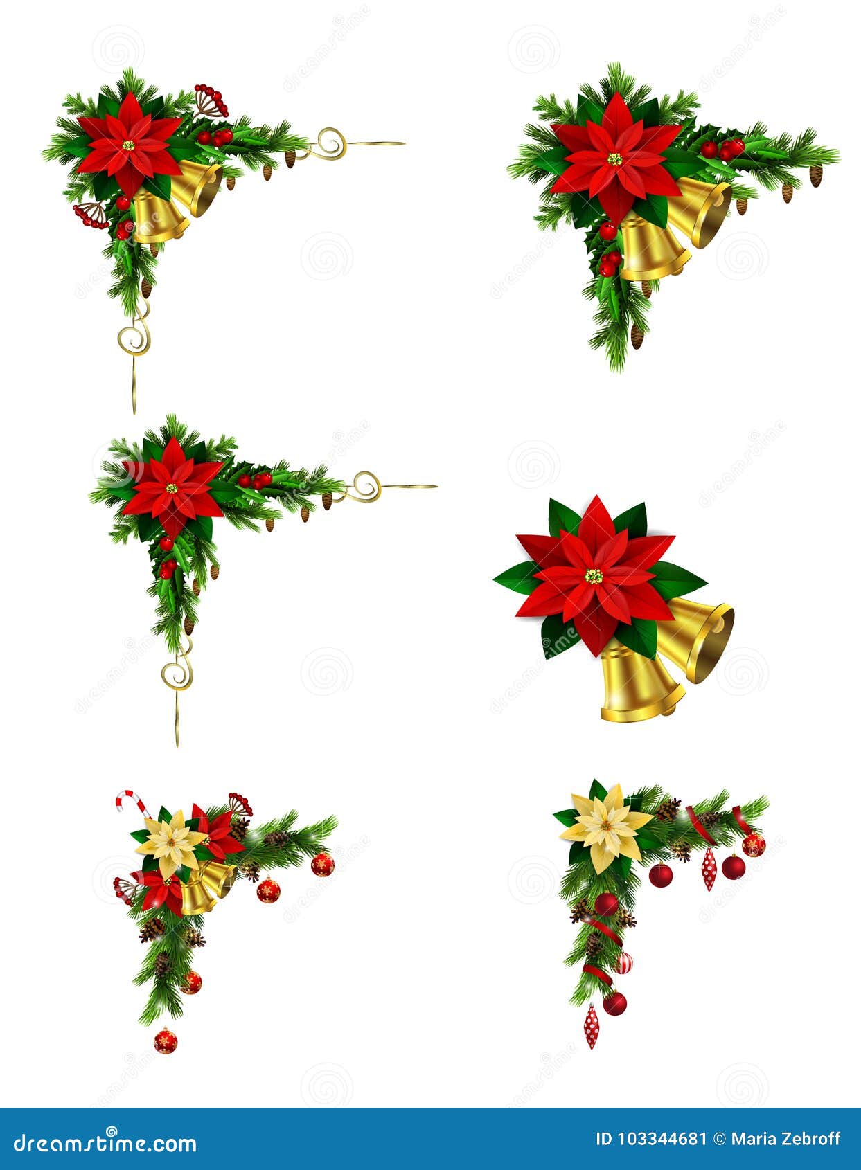 Set of Christmas Corner Decorations Stock Vector - Illustration of card ...