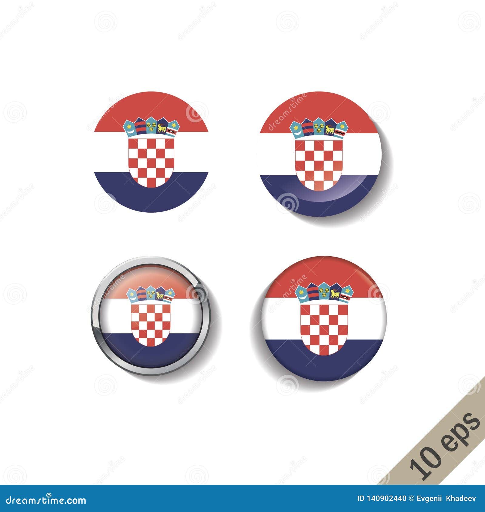 Set of CROATIA Flags Round Badges Stock Illustration - Illustration of ...