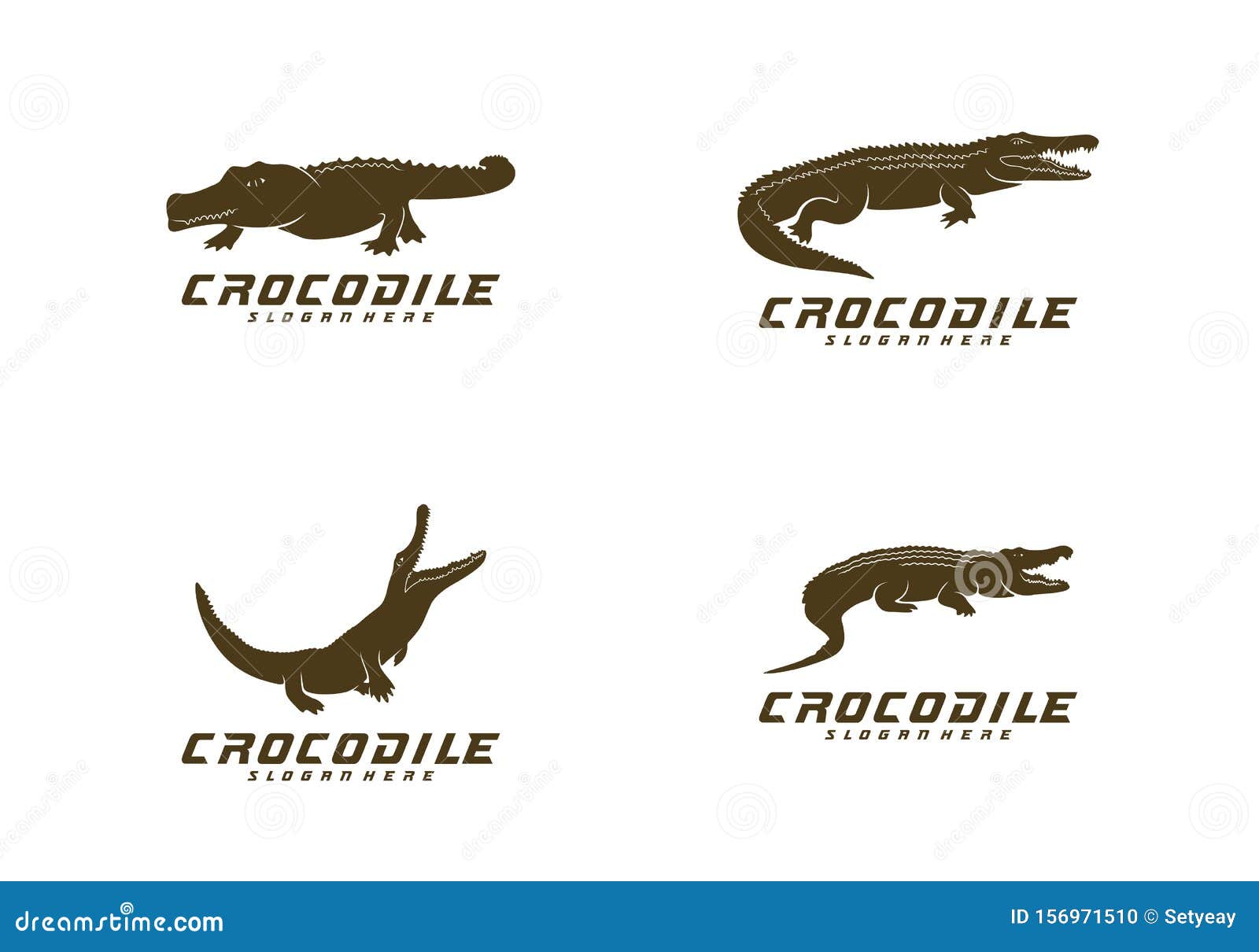 Set of Crocodile Logo Vector. Alligator Emblem Template Illustration ...