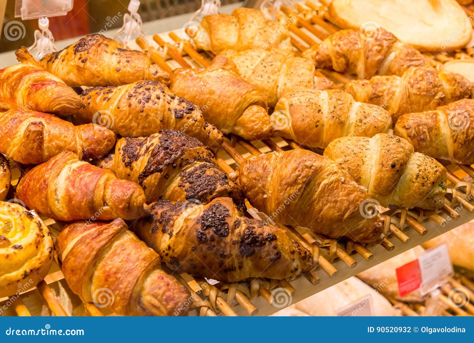 Set of Croissants in the Shop Window Stock Photo - Image of ...