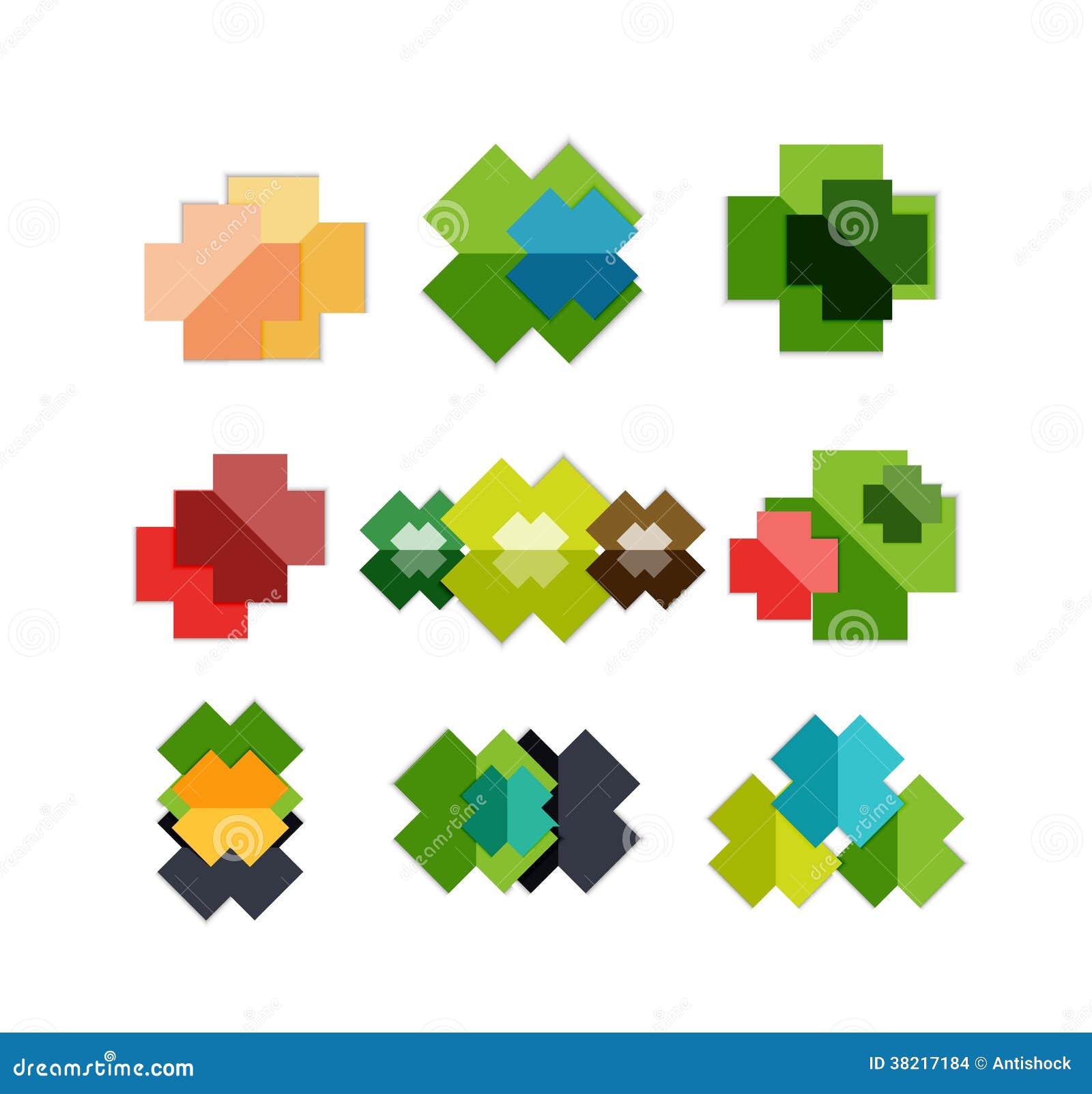 Set of Cross Geometric Shapes - Symbols Stock Vector - Illustration of ...