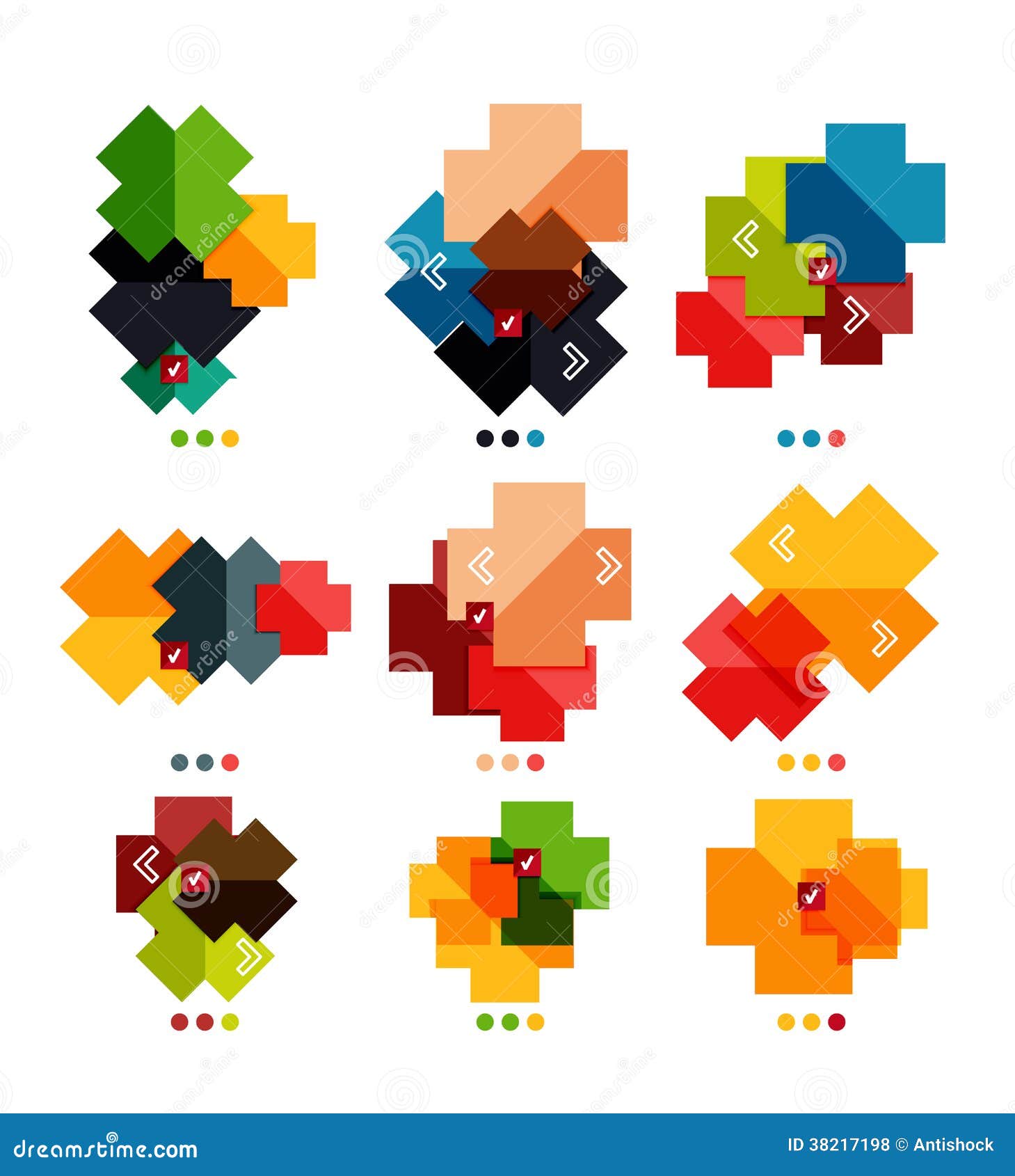 Set of Cross Geometric Shapes - Symbols Stock Vector - Illustration of ...