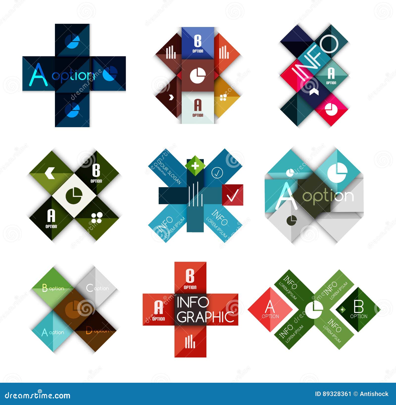 Set of Cross Infographic Templates Stock Illustration - Illustration of ...