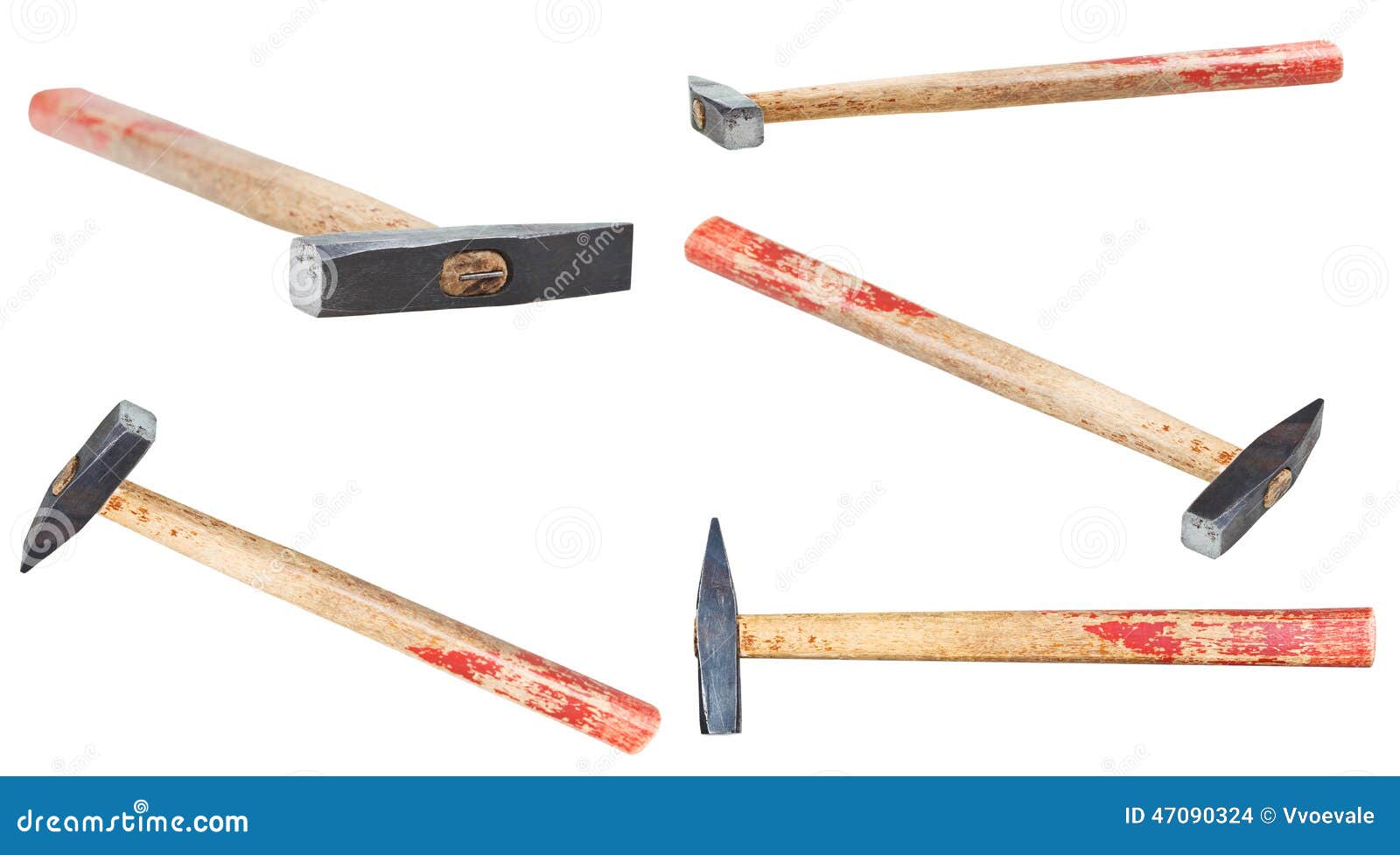 Set Cross Peen Hammers with Square Face Isolated Stock Photo - Image of ...