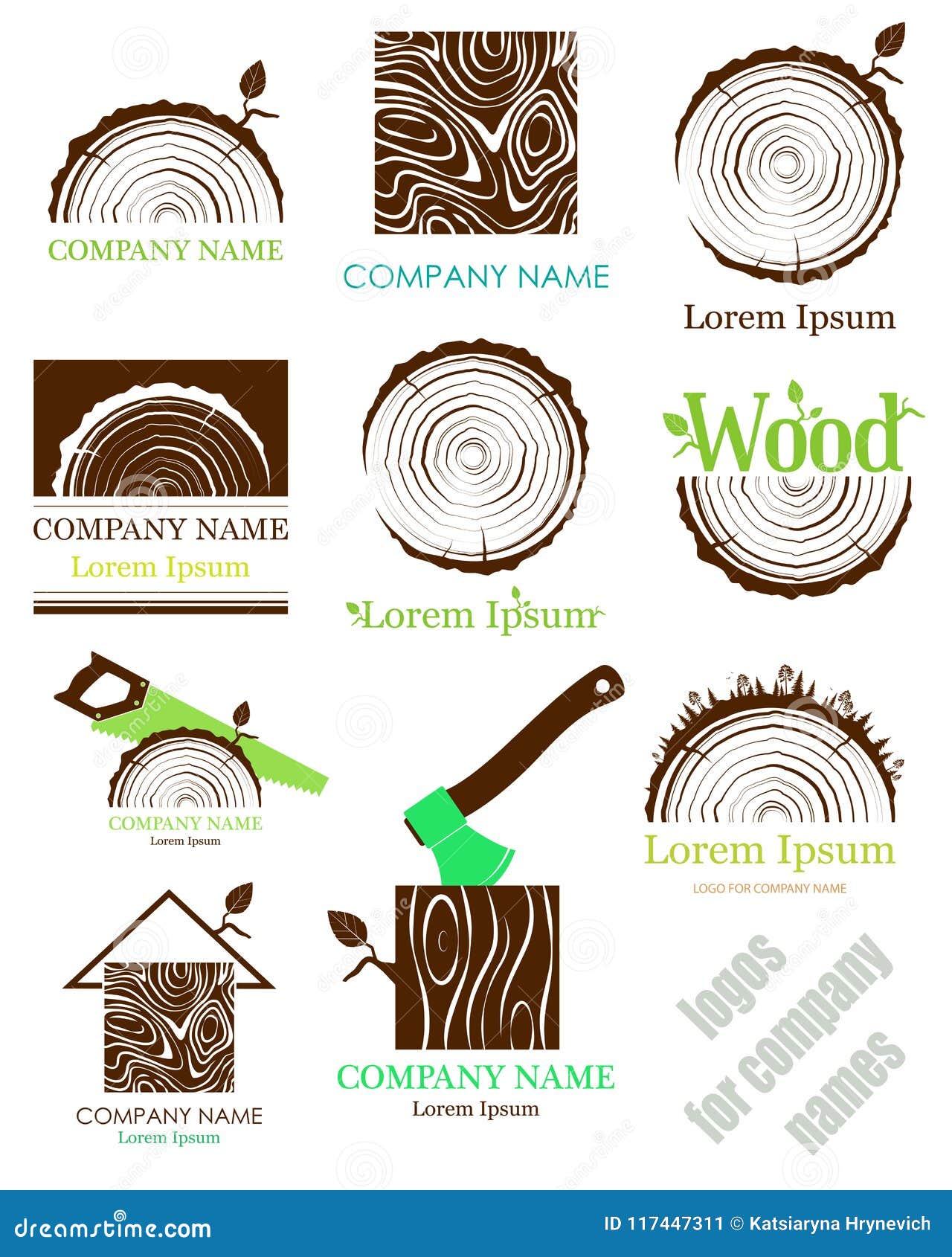Set a Cross Section of the Trunk with Tree Rings. Vector. Logo. Flat ...