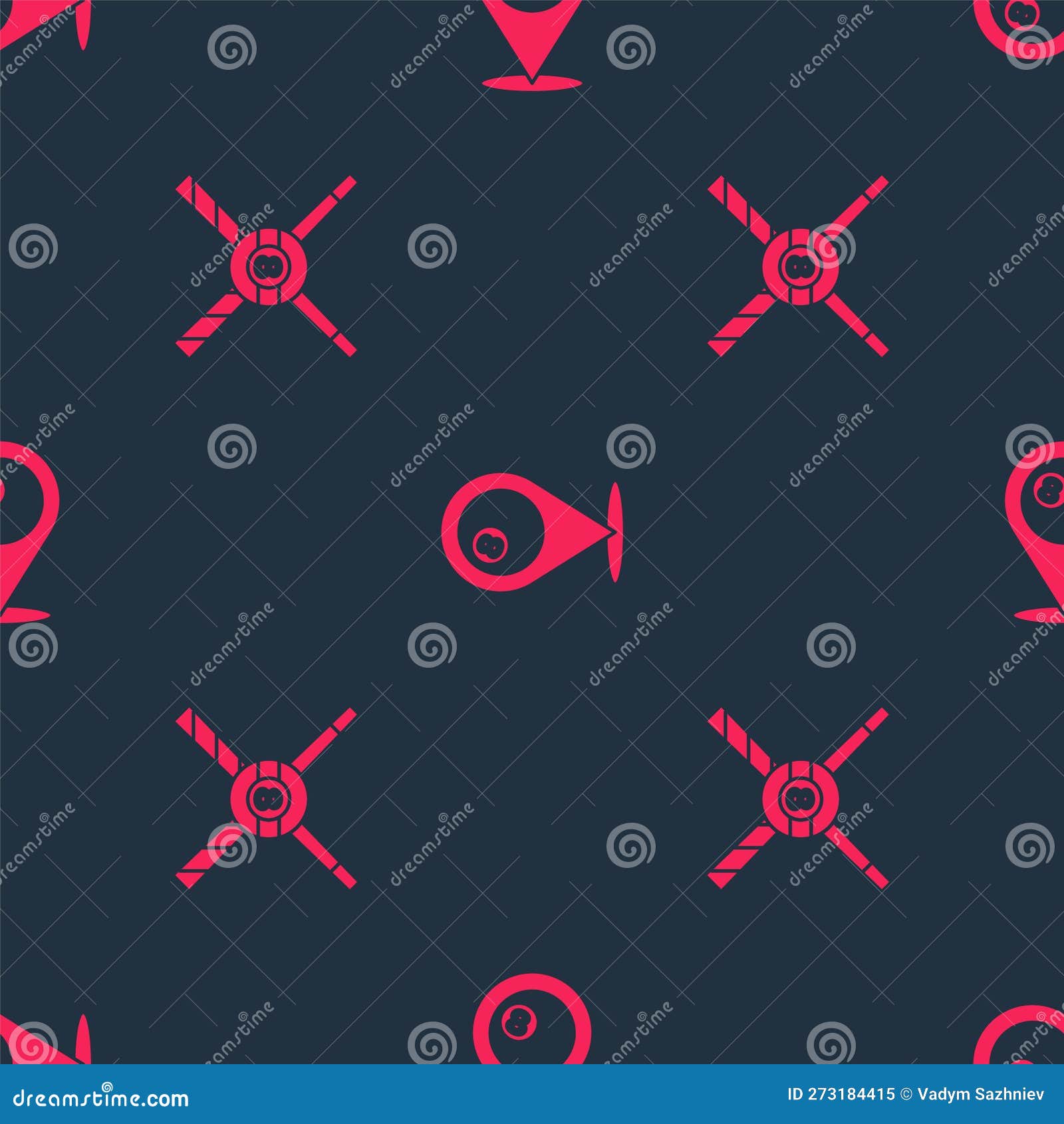 Set Crossed Billiard Cues and Ball and Location with on Seamless ...