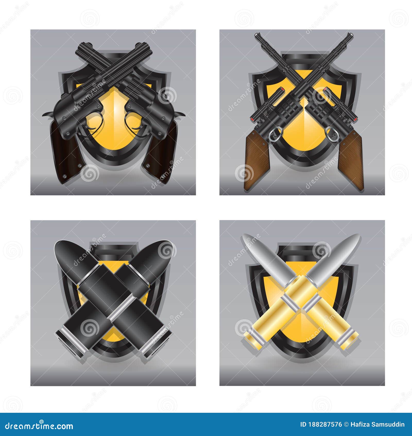 Two Crossed Bullets Vector Emblem Or Logo Isolated On White, Vintage ...