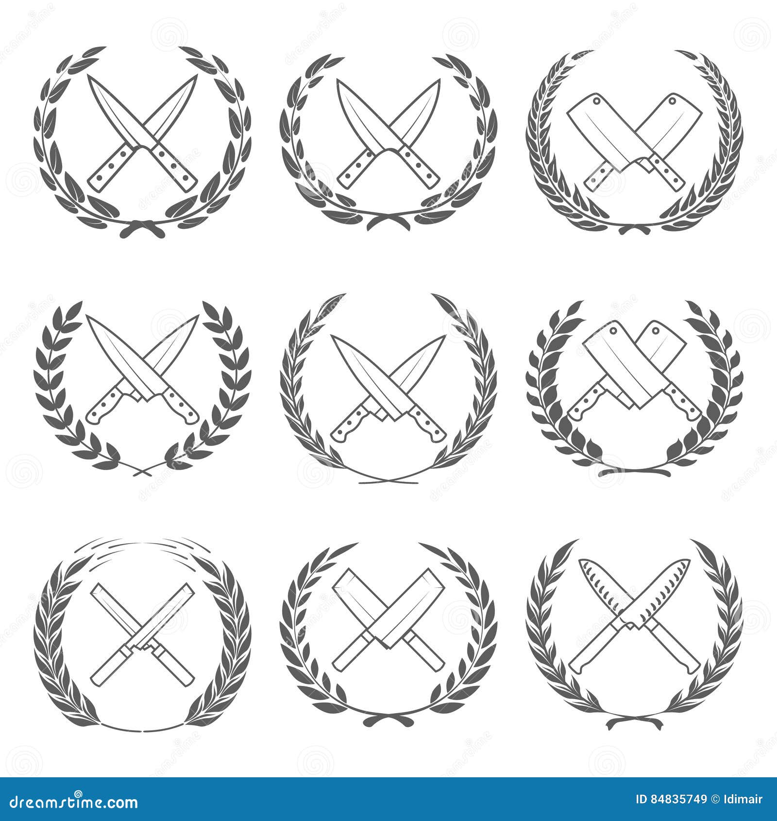 Set of Crossed Kitchen Knives Vector Stock Vector - Illustration of ...