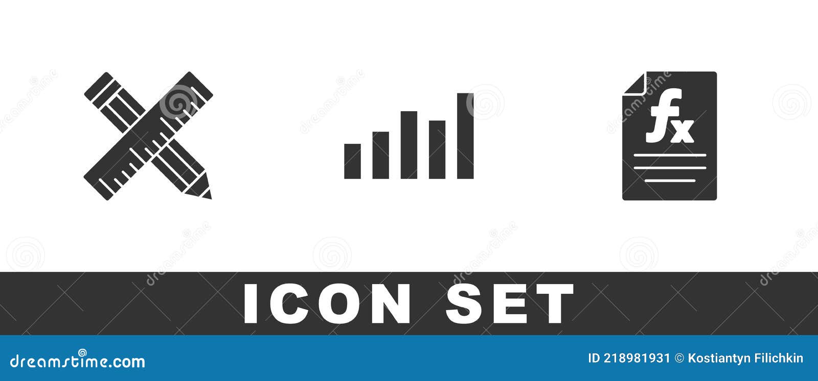 Set Crossed Ruler and Pencil, Graph, Schedule, Chart, Diagram and ...