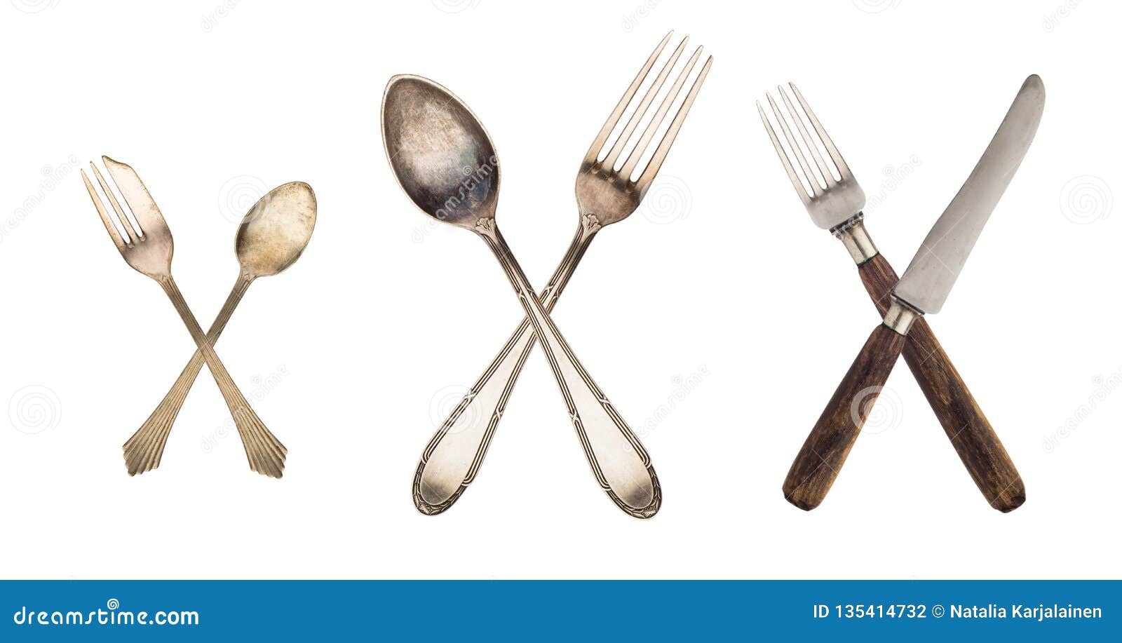 Crossed Vintage Crossed Spoon And Knife Isolated On Bell Background ...