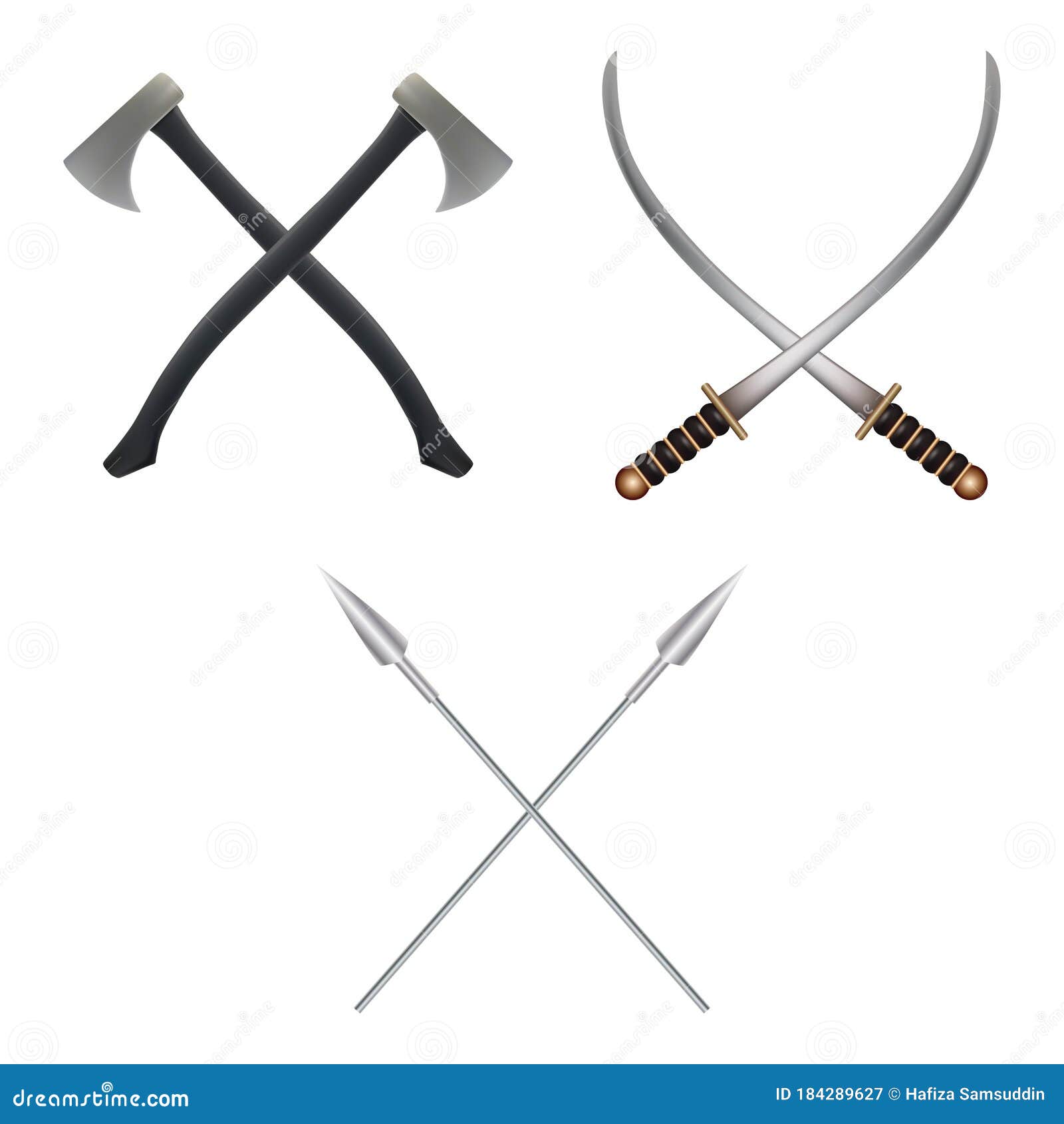 Set of Crossed Weapons. Vector Illustration Decorative Background ...
