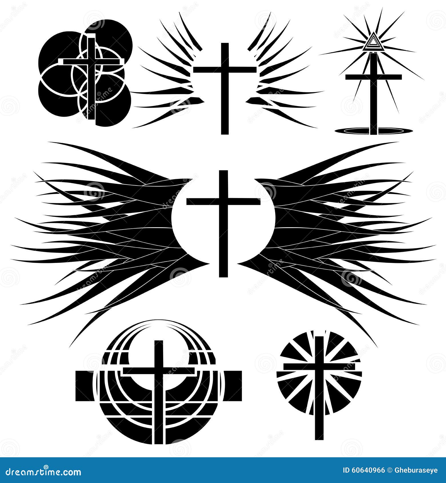 Set of Crosses decorated stock vector. Illustration of examples - 60640966