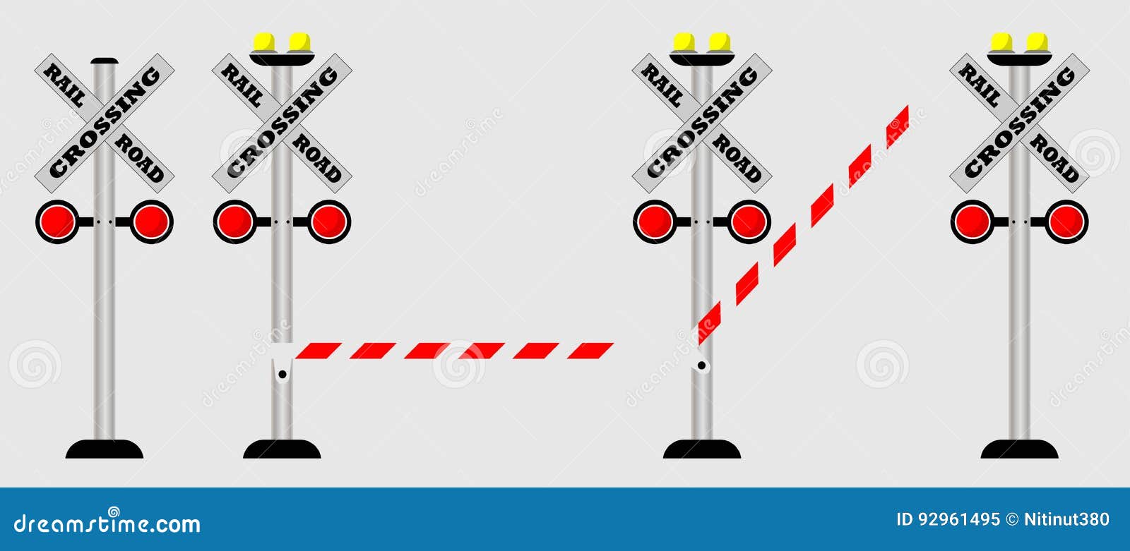 Set of Crossing Rail Road Sign Vector Stock Illustration - Illustration ...