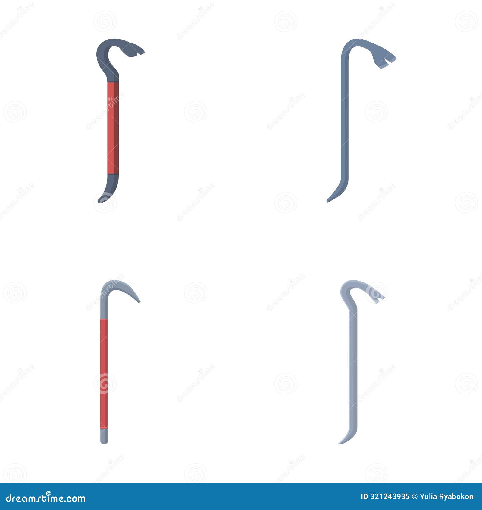Set of Crowbars in Various Styles Stock Vector - Illustration of flat ...