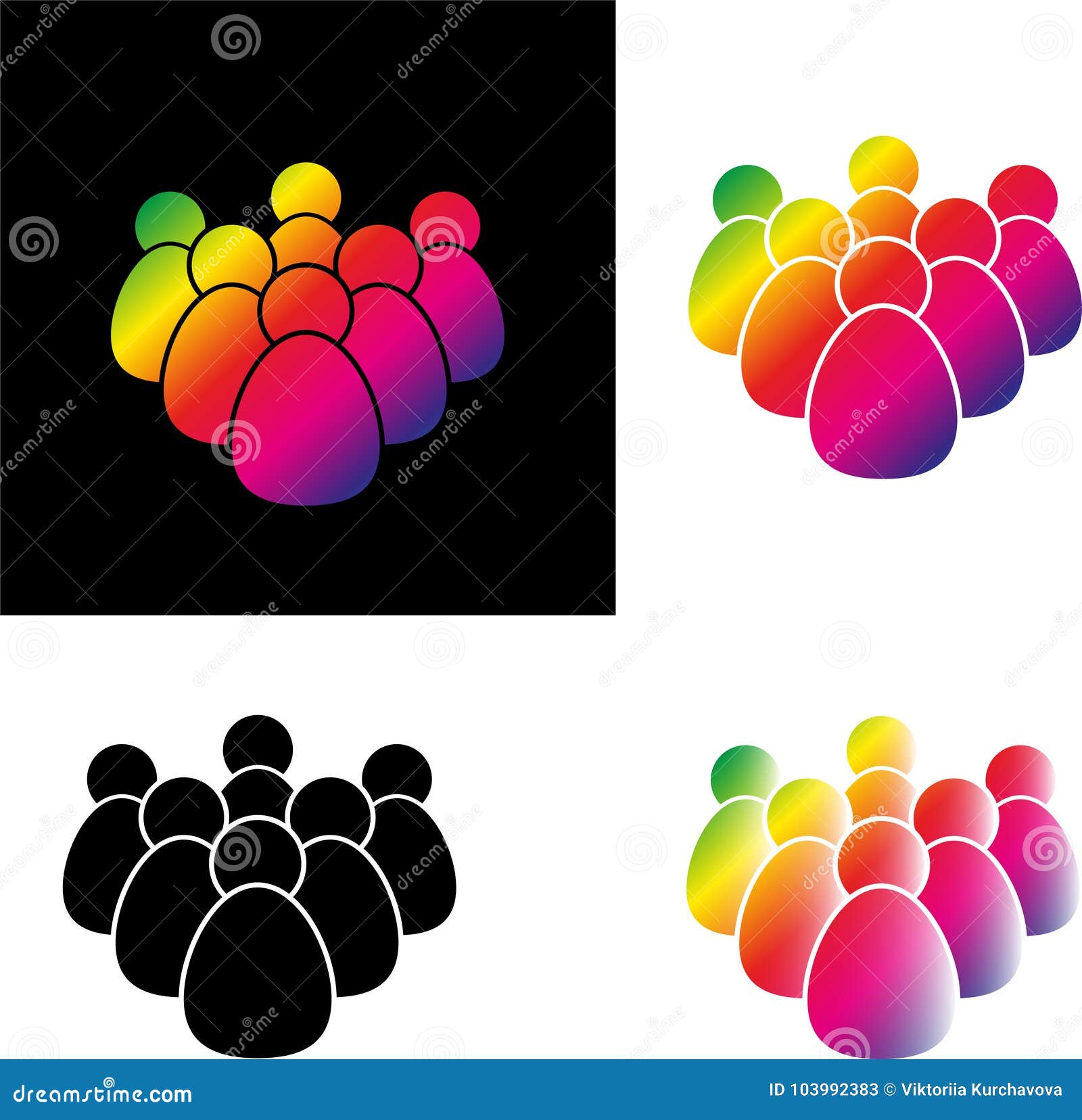Set Crowd of People Icon Vector Stock Vector - Illustration of leader ...