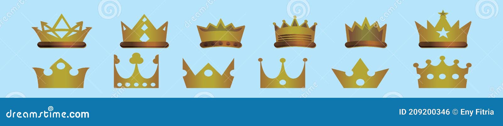 Set of Crown Logo Cartoon Icon Design Template with Various Models ...