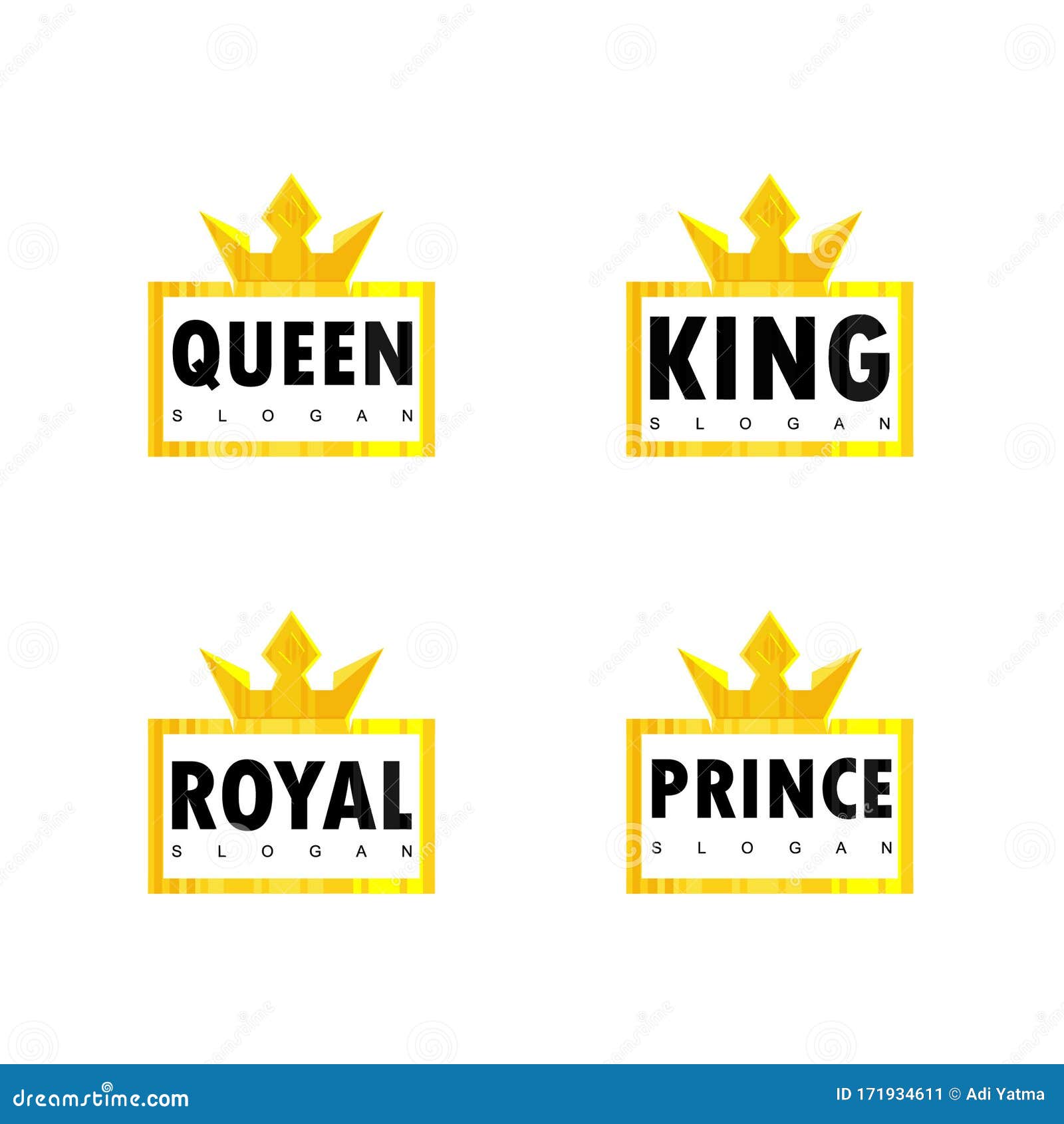 Set of Crown Typography Logo Design Inspiration Stock Illustration ...