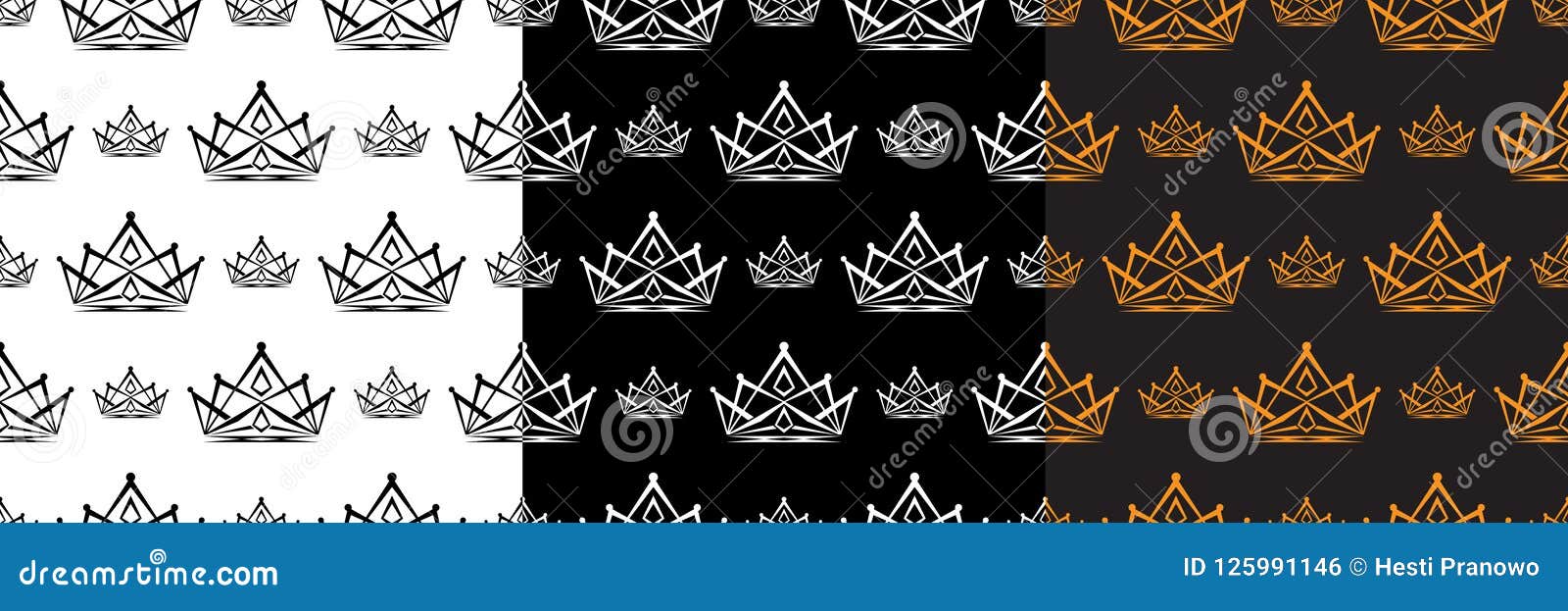 Set of Crown Vector Seamless Pattern for Background and Wallpaper Stock ...