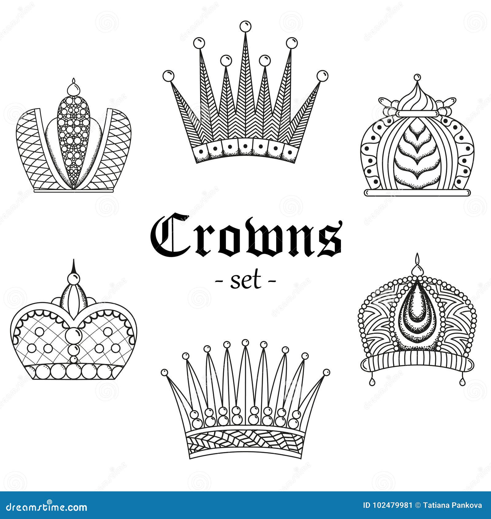 A Set of Crowns for Design. Stock Vector - Illustration of element ...