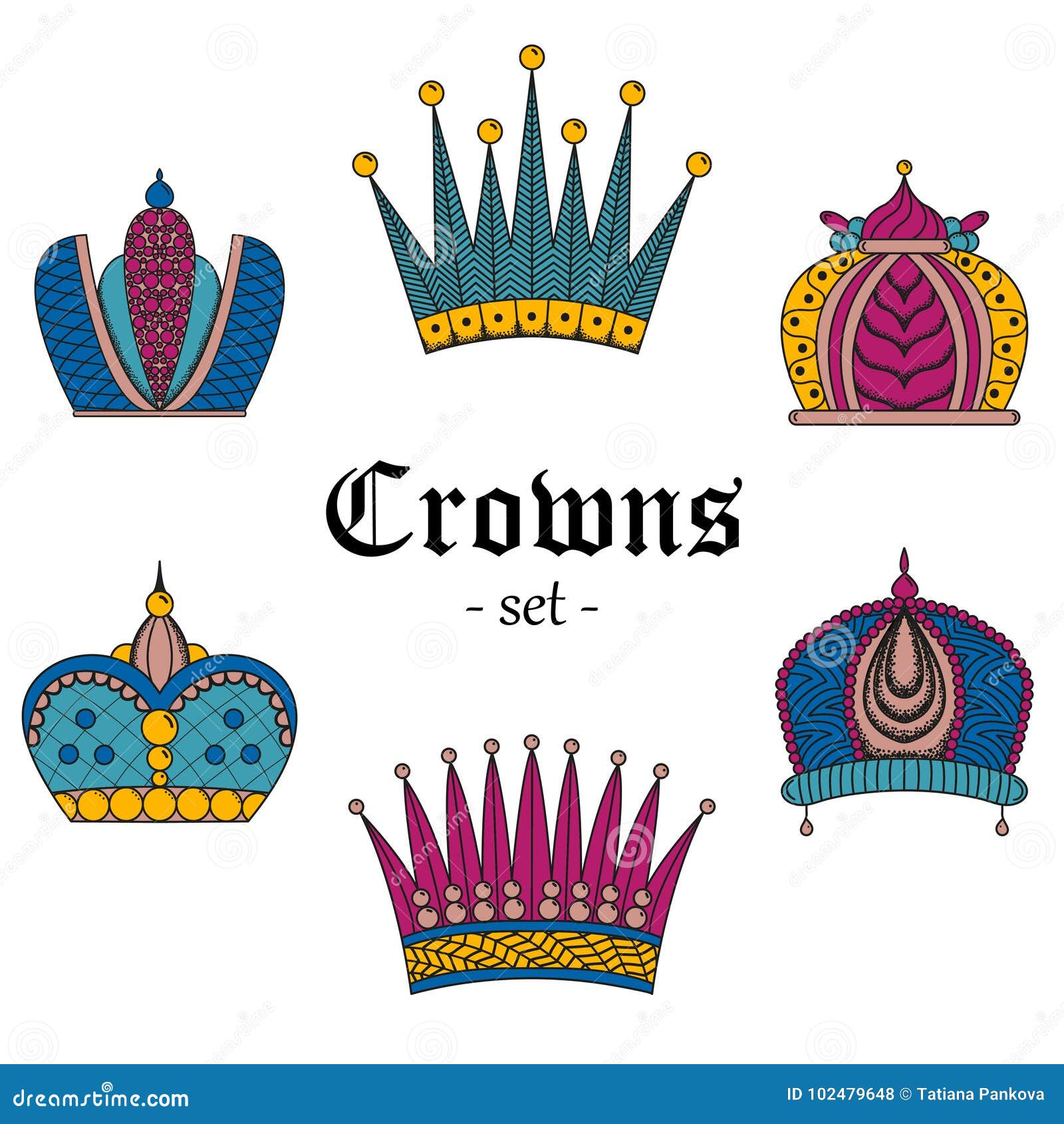 A Set of Crowns for Design. Stock Vector - Illustration of crowns ...