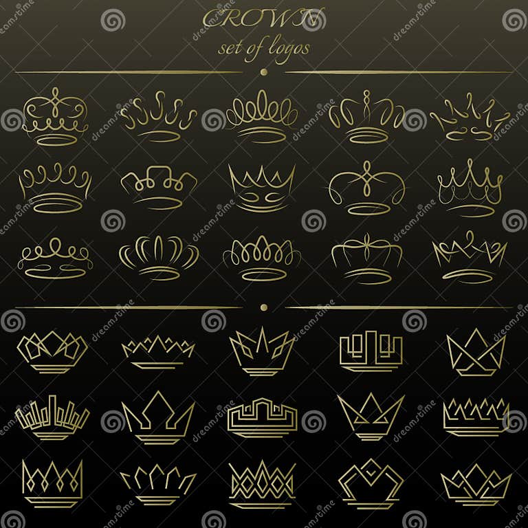Set of Crowns in Different Styles. Stock Vector - Illustration of ...