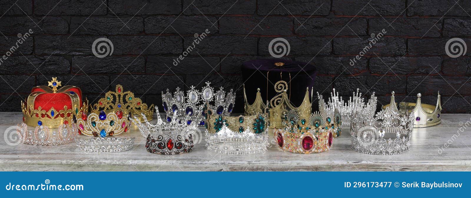 Set crowns with gemstones stock image. Image of luxury - 296173477