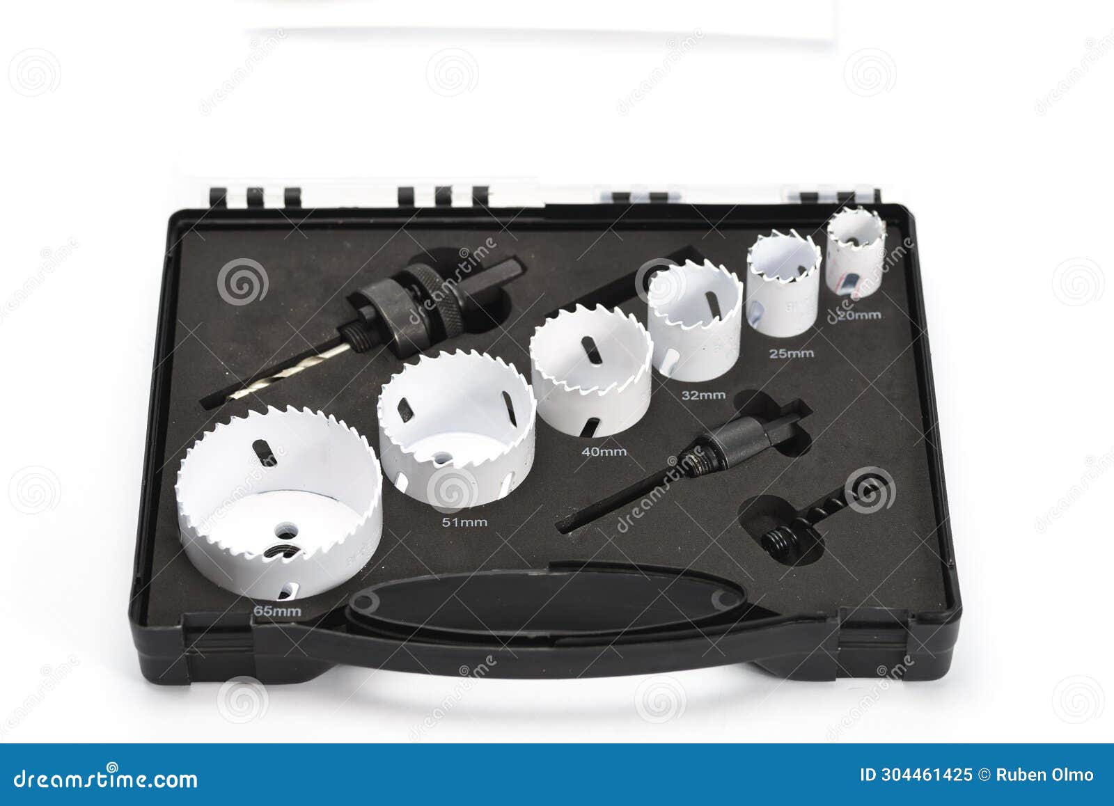 Set of Crowns for Making Circular Holes with the Drill on a White ...