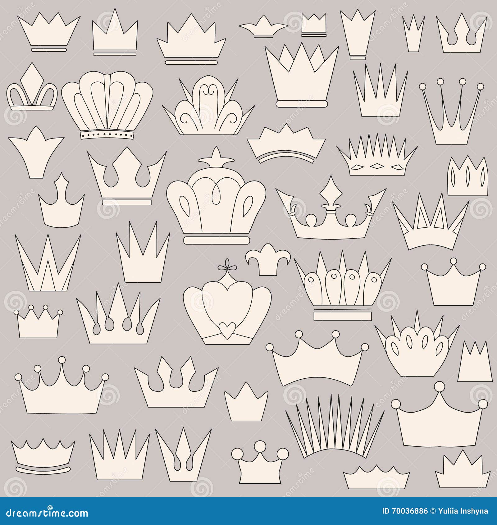 Set of Crowns, Sketch on a Gray Background Stock Vector - Illustration ...