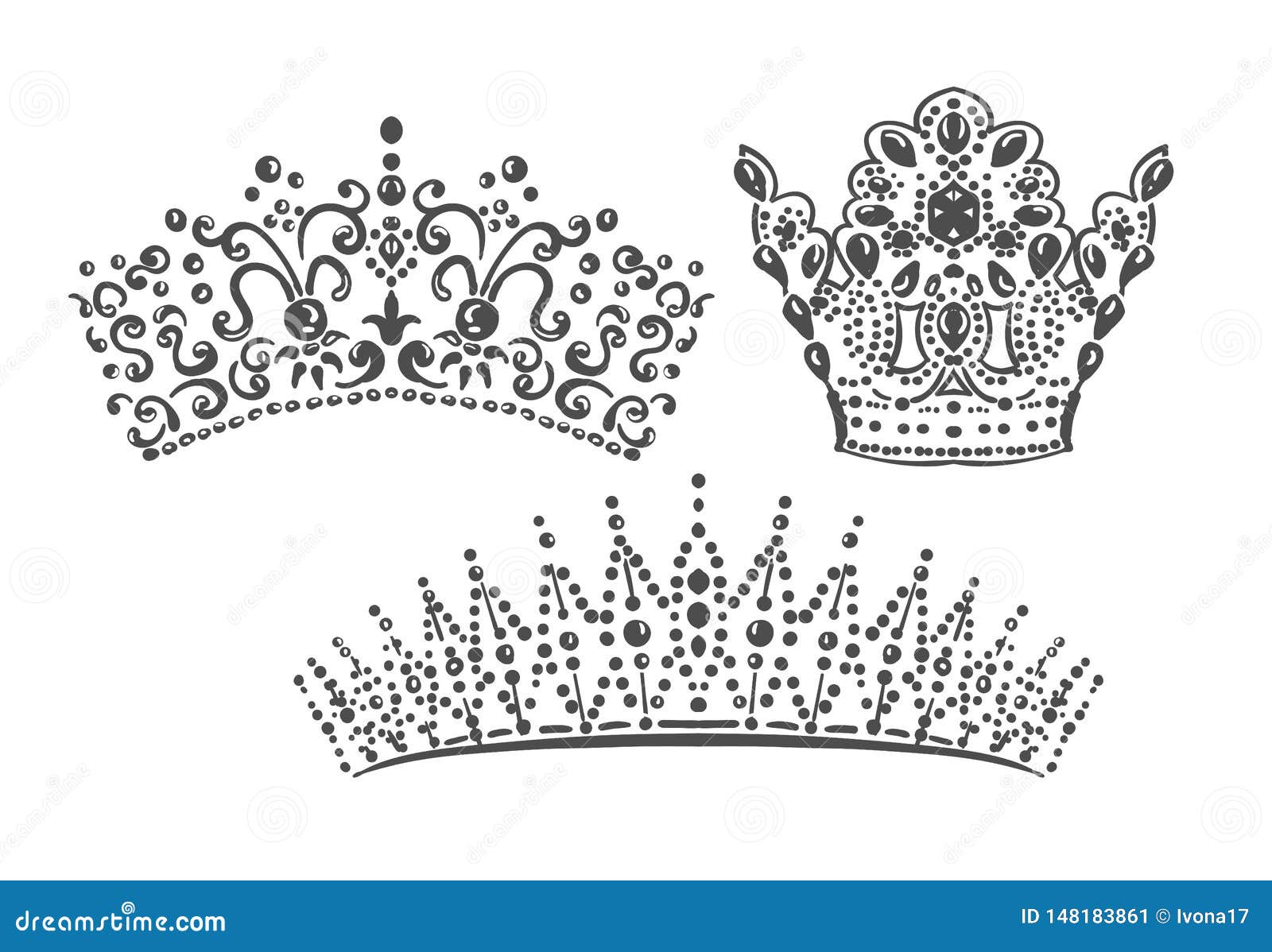 Set Crowns Stencil Damask Design Elements Vector Stock Illustration ...