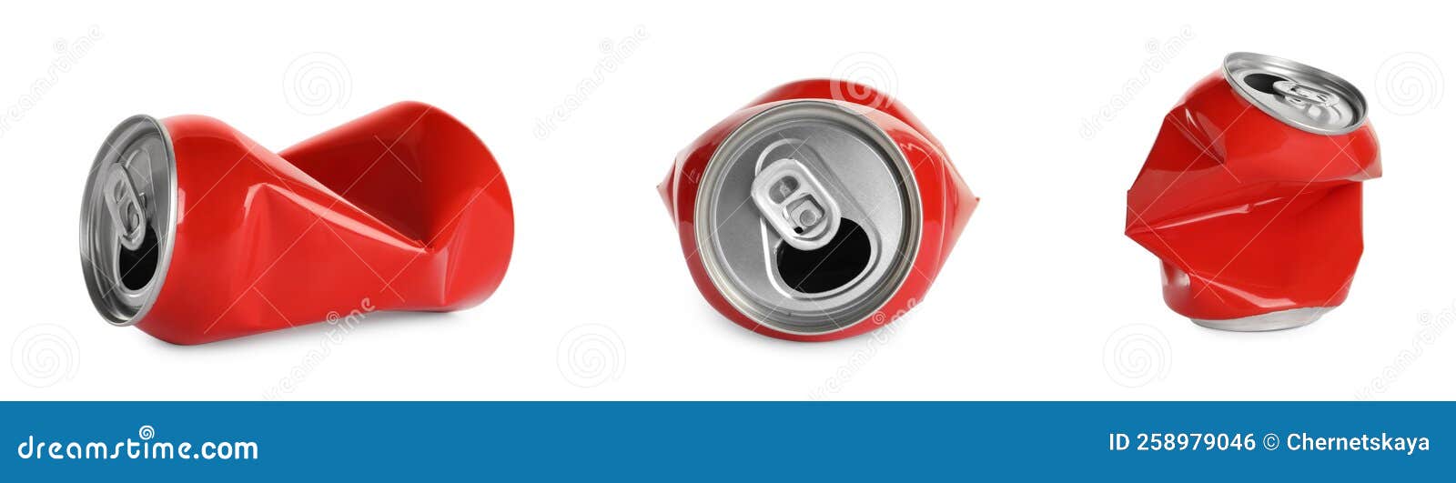 Set with Crumpled Cans on White Background. Banner Design Stock Photo ...