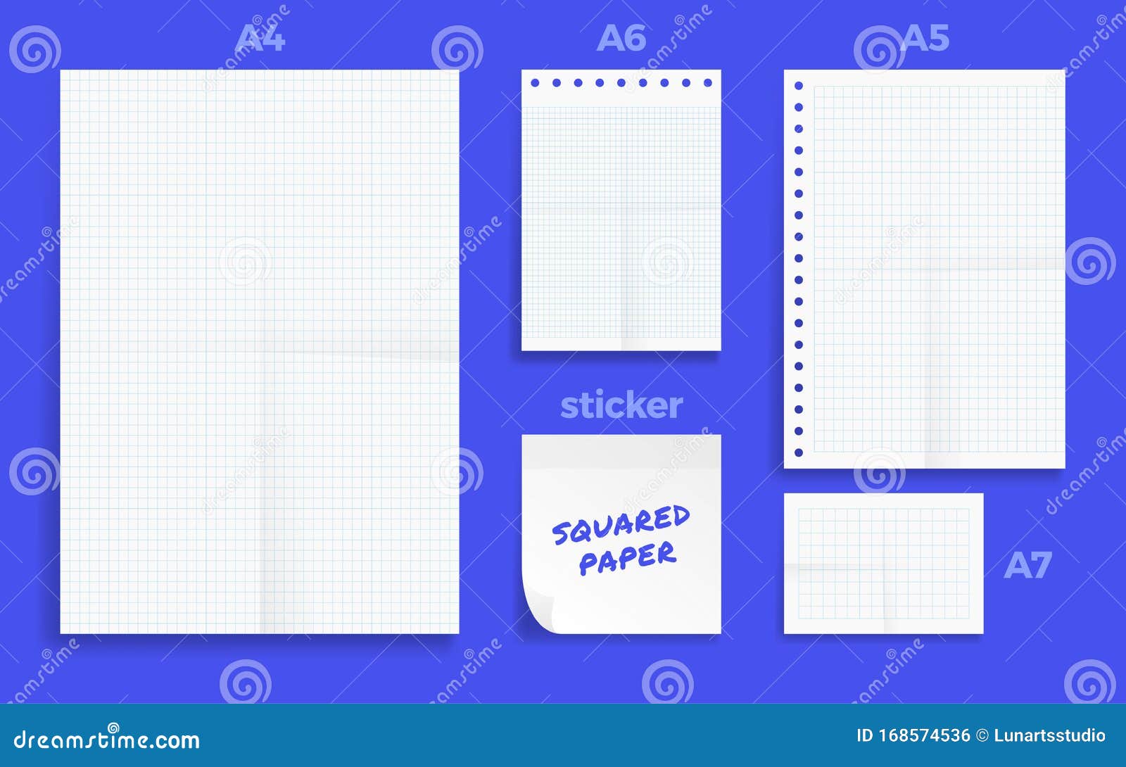 Set of Crumpled Four Standart Blank Squared Series a Format Paper A4 ...