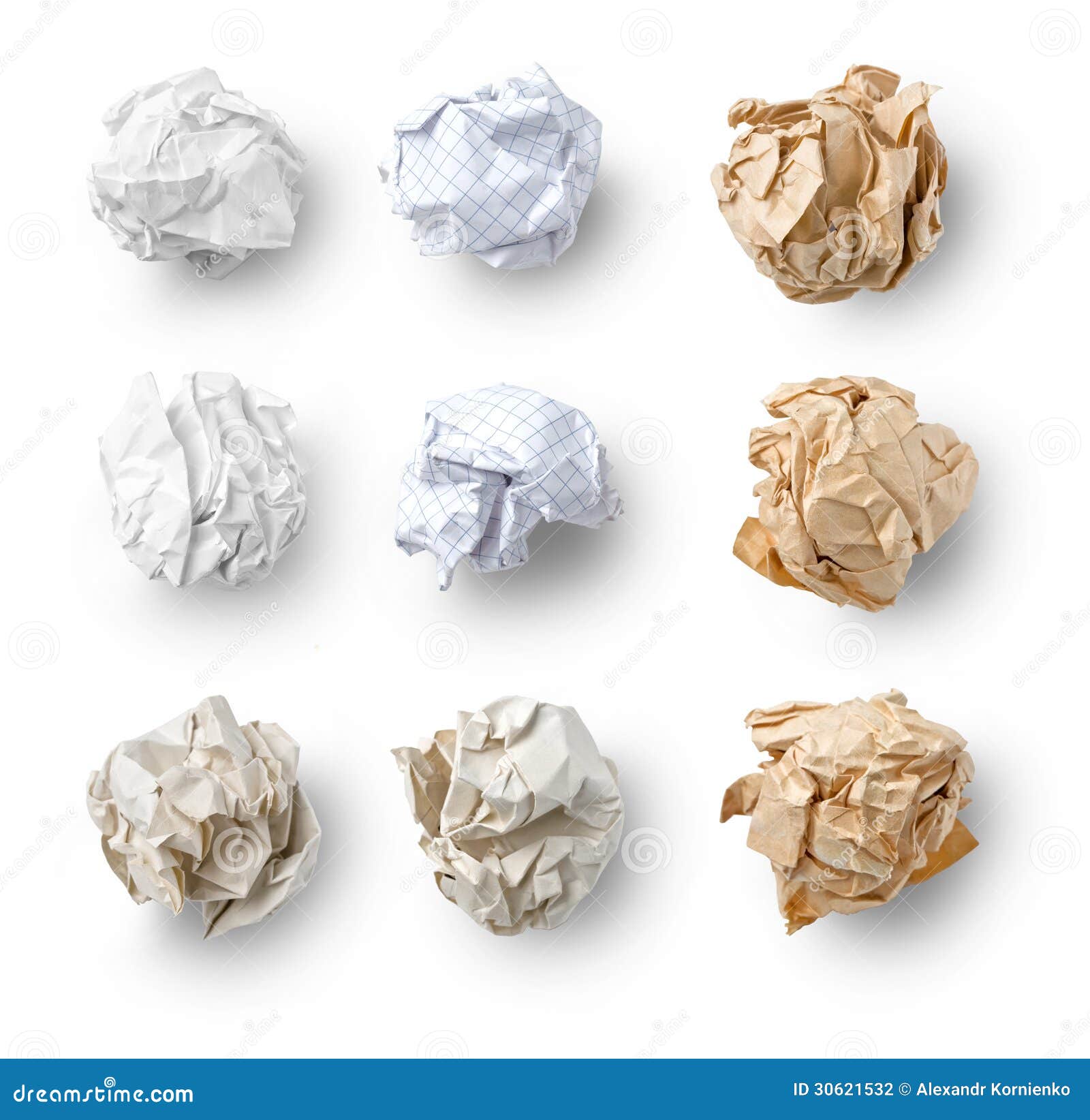 Set of Crumpled Paper stock photo. Image of crumbled - 30621532