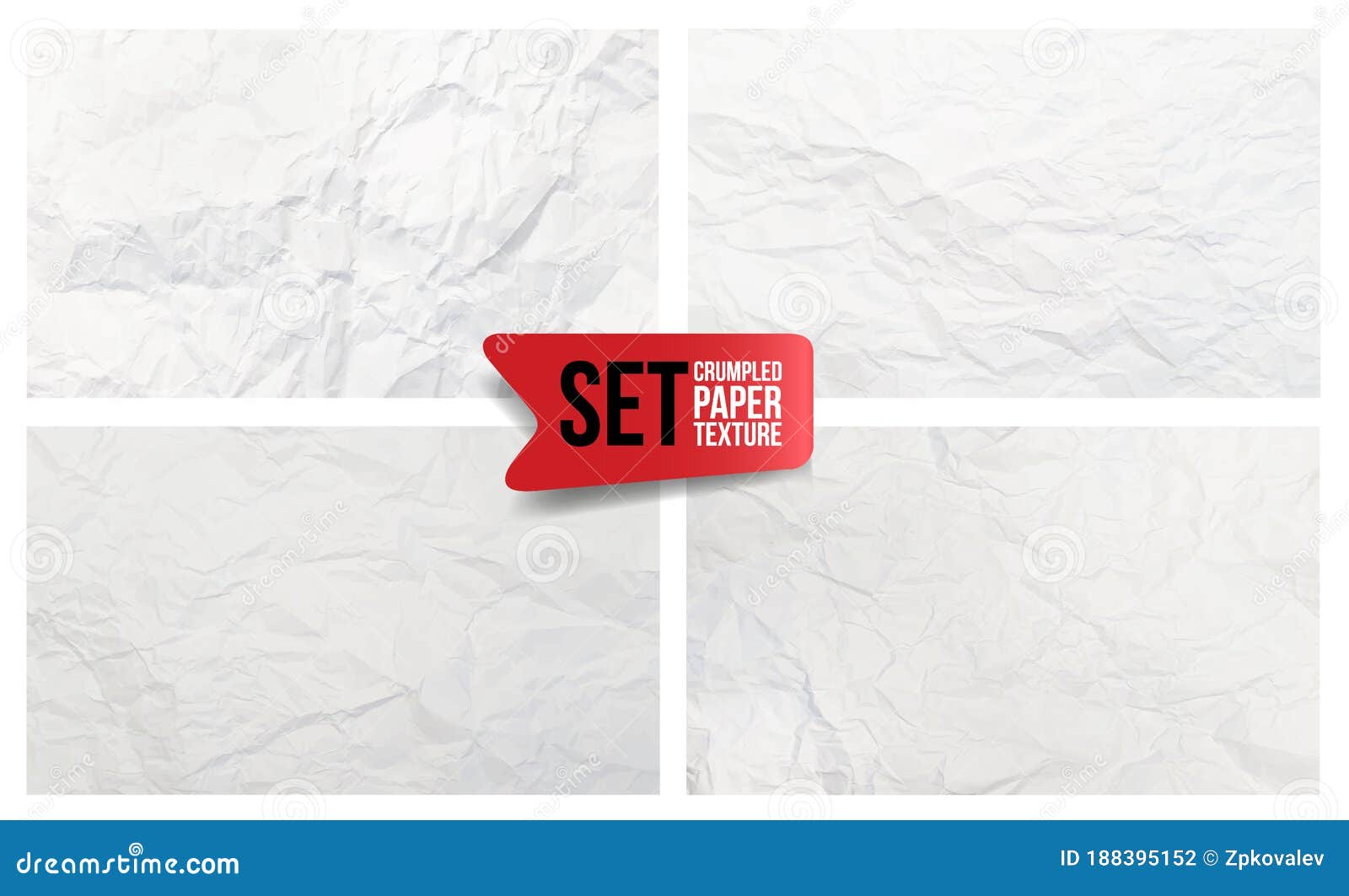 Set Of Crumpled Paper Texture. Realistic Wrinkled Sheet. White Crumpled ...